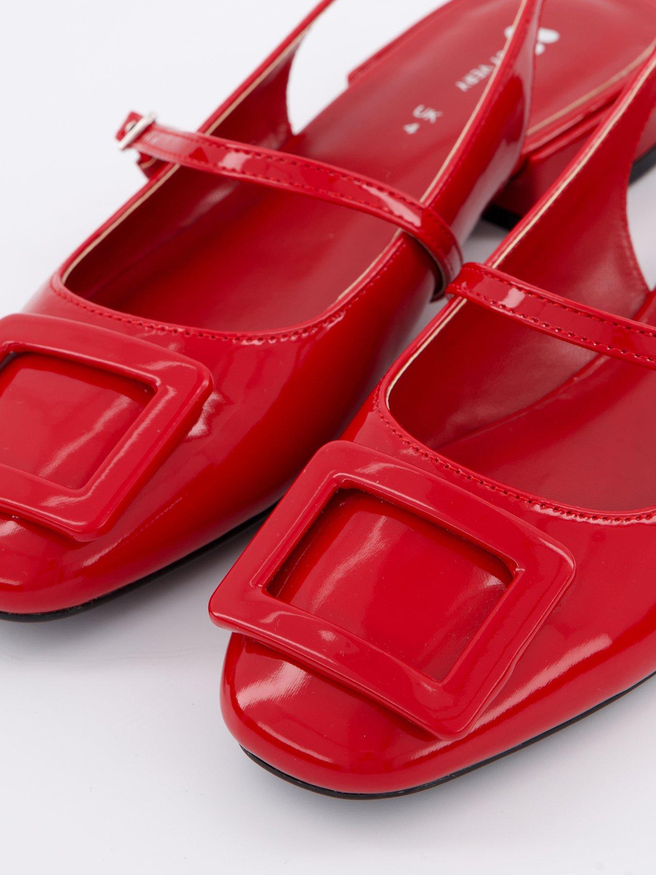 V by Very Sling Back Low Heel Shoe With Detail - Red | Littlewoods