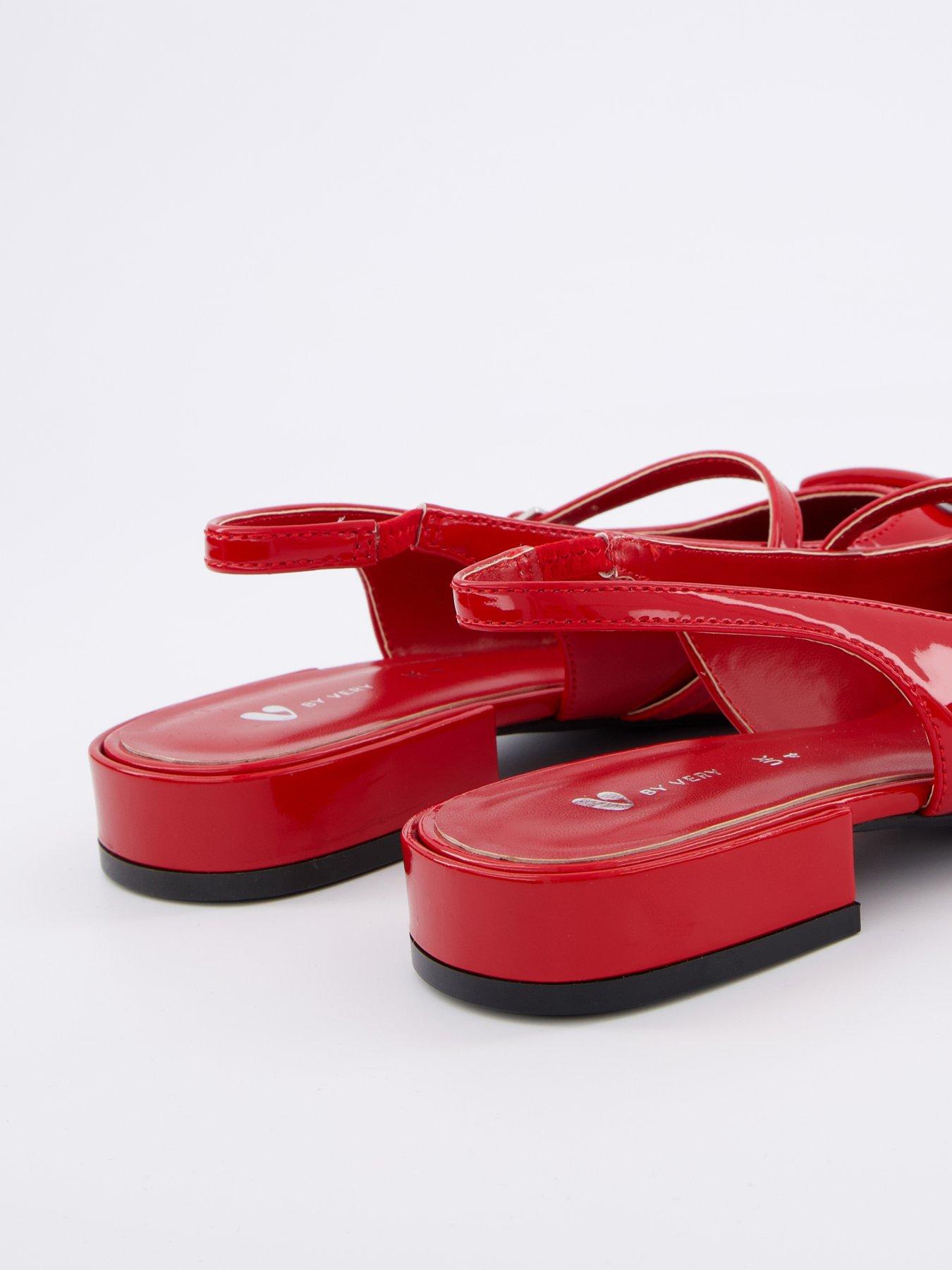 V by Very Sling Back Low Heel Shoe With Detail - Red | Littlewoods