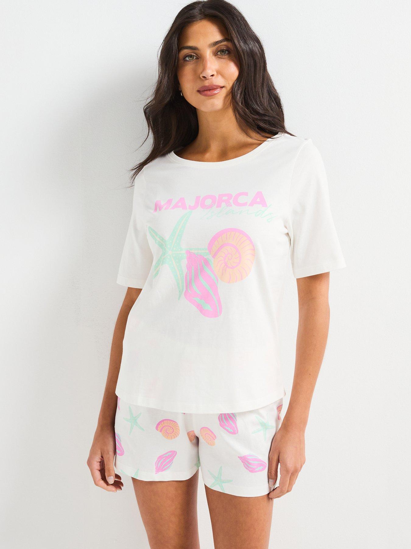 Everyday 2 Pack Miami & Majorca Print Short Sleeve T-shirt And Short ...