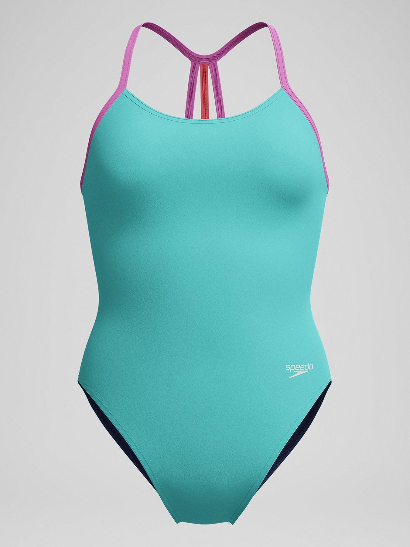 Speedo Girls Solid Lane Line Back - Blue | Littlewoods