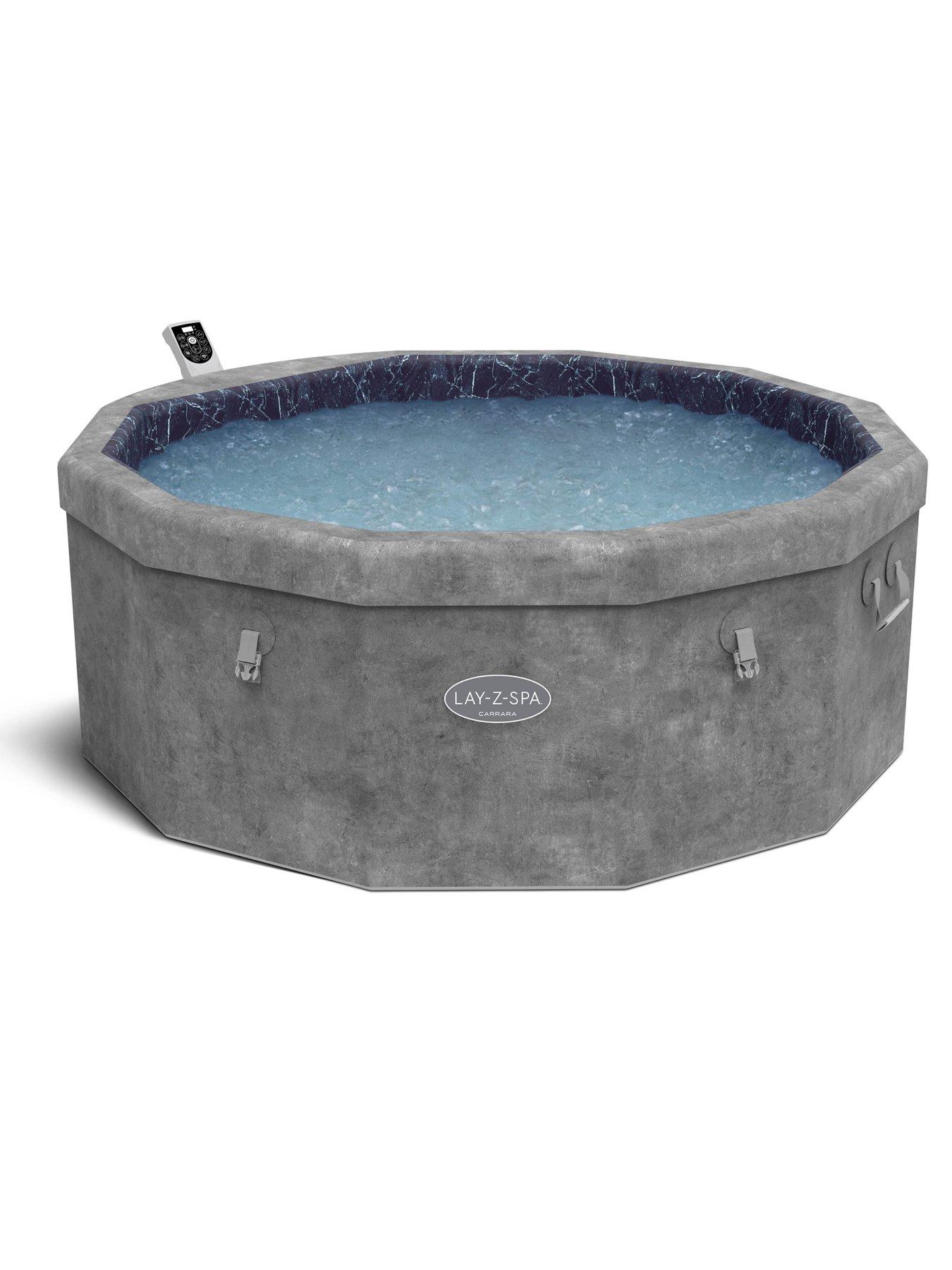 Lay-Z-Spa Carrara ThermaCore UltraFit Smart AirJet 6 Grey Stone Round ...