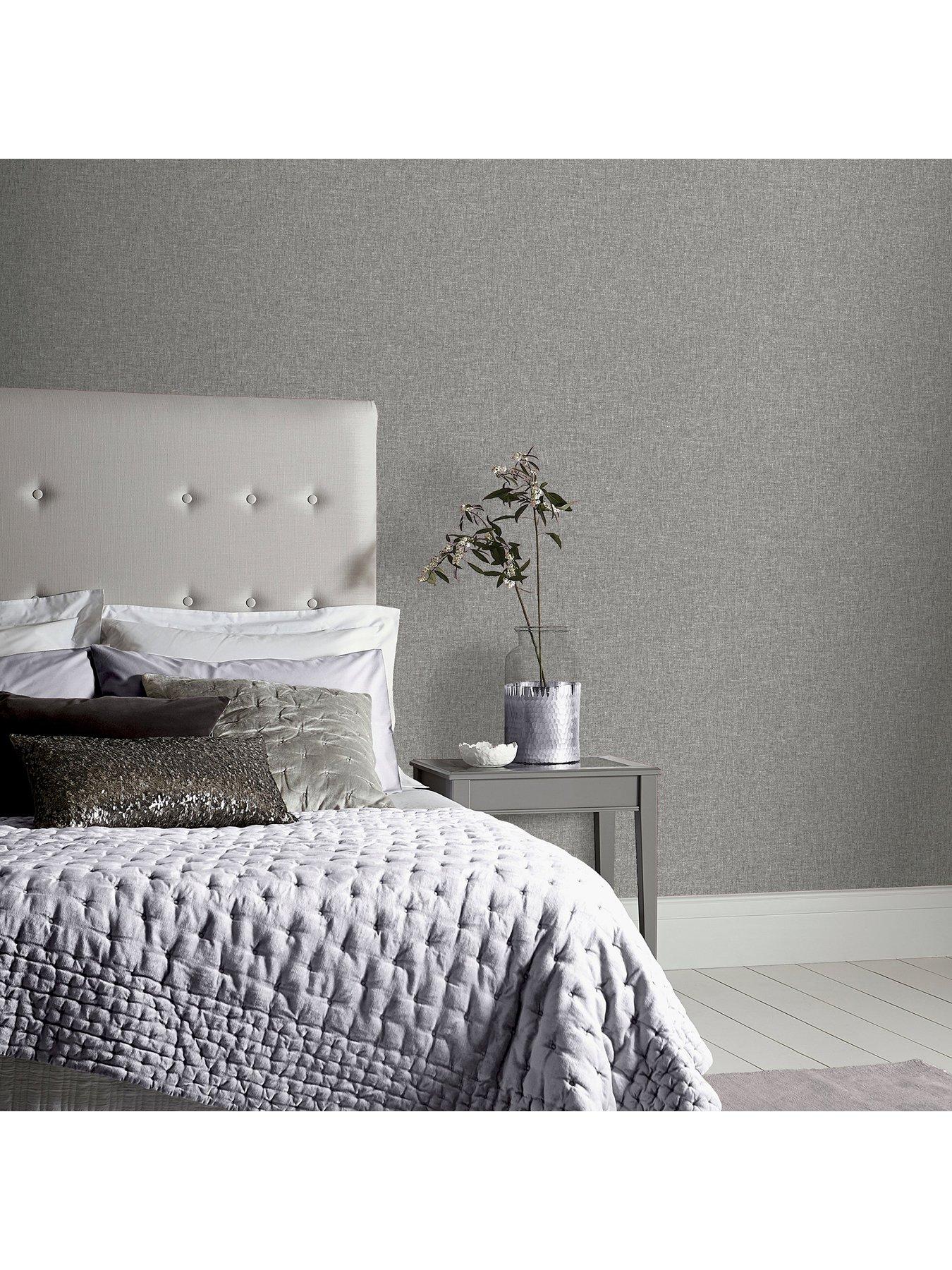 ARTHOUSE Linen Texture Mid Grey Wallpaper | Littlewoods