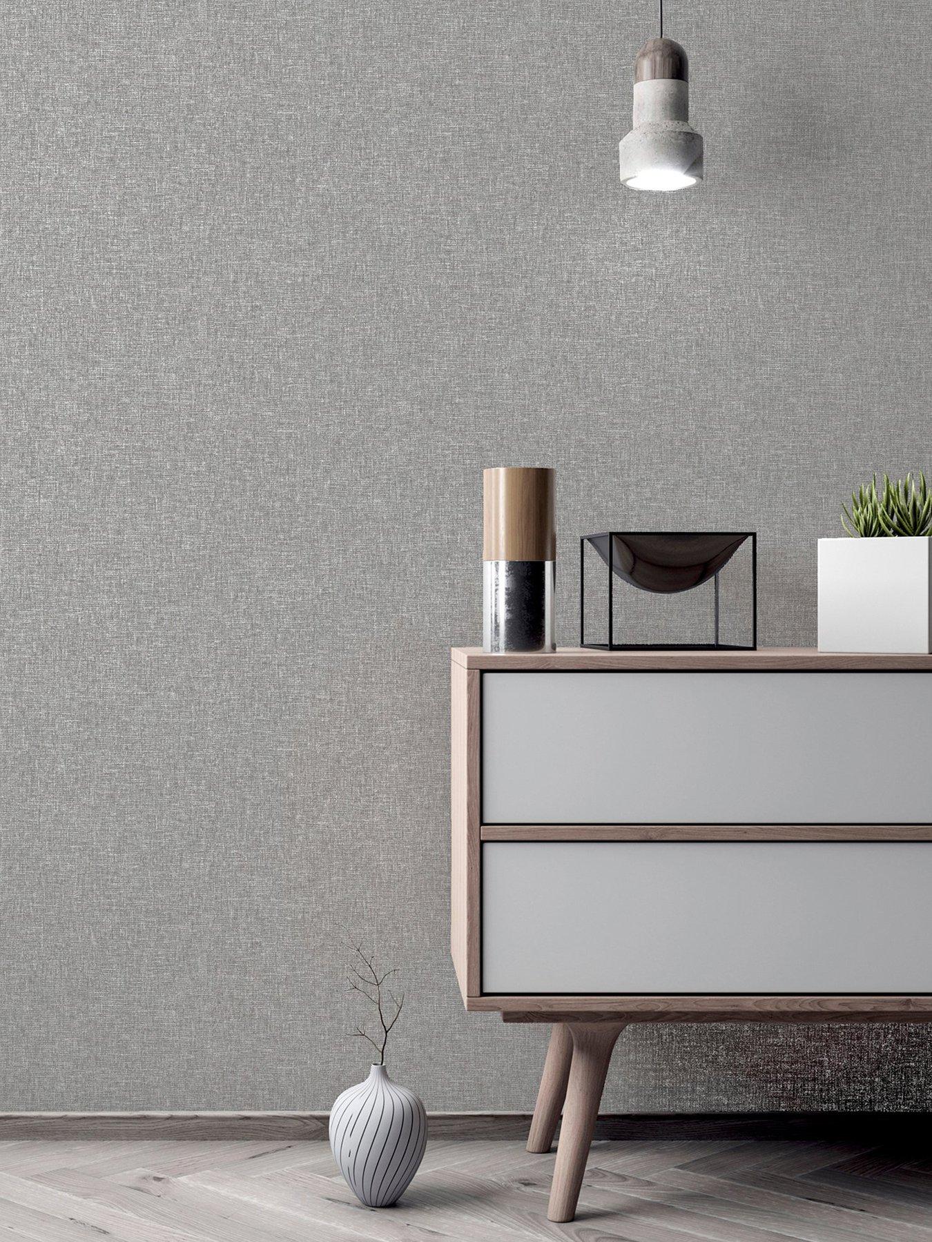 ARTHOUSE Linen Texture Mid Grey Wallpaper | Littlewoods