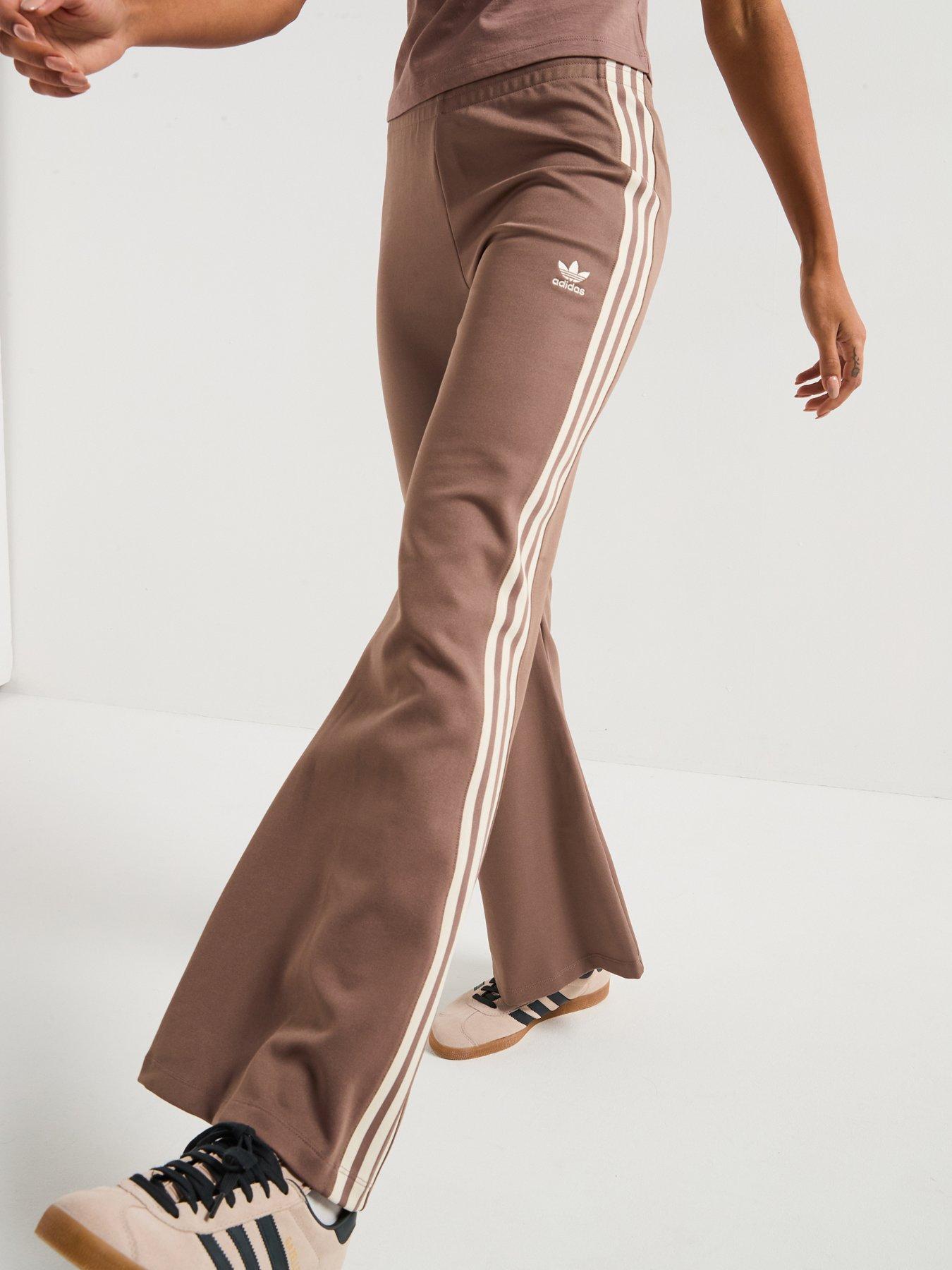 adidas Originals Womens 3-Stripes Flared Track Pants - Brown | Littlewoods