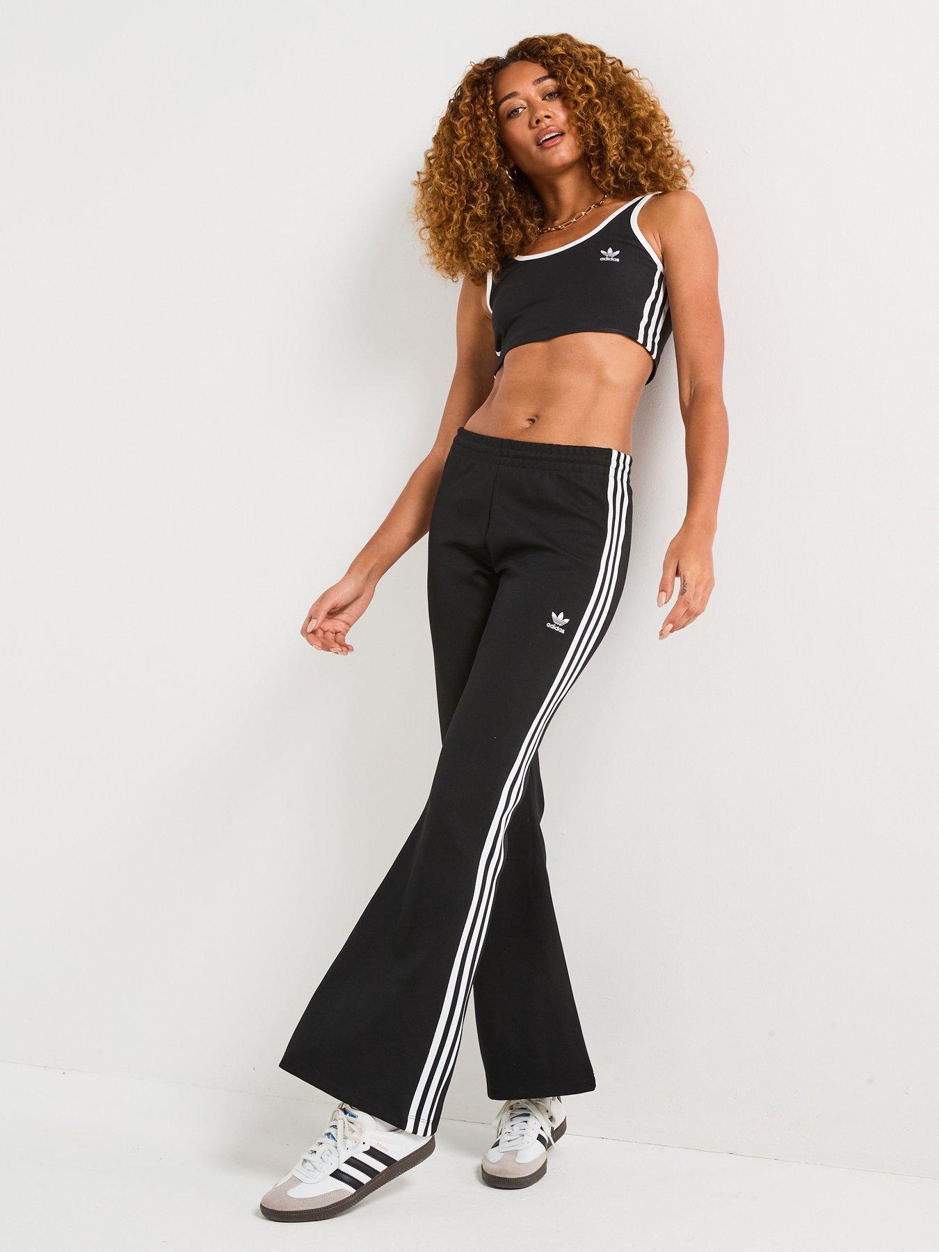 adidas Originals Womens 3-Stripes Flared Track Pants - Black | Littlewoods