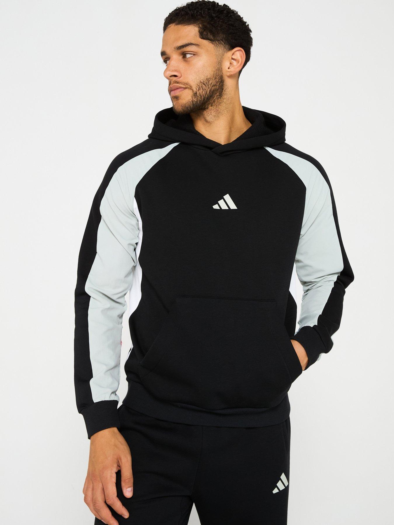adidas Sportswear Mens Seasonal Essentials Colorblock Hoodie - Black ...