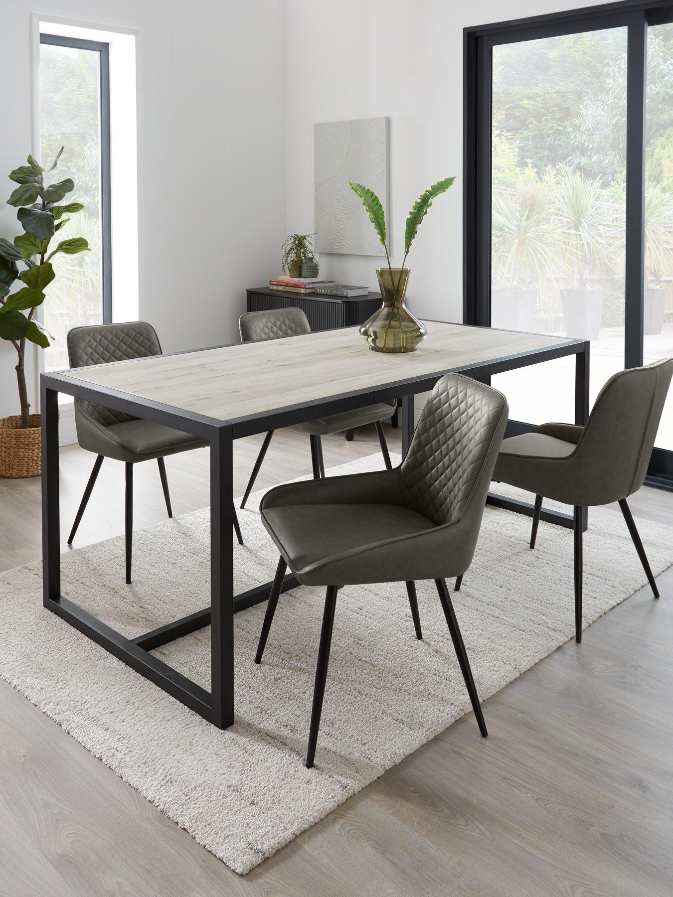Very Home Harlem 180 cm Grey Dining Table + 4 Sorena Dark Grey Dining Chairs - FSC Certified ...
