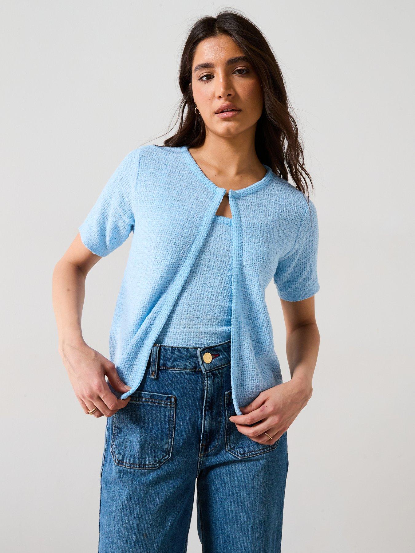 V by Very Knitted Check Cardigan Co-ord - Blue | Littlewoods