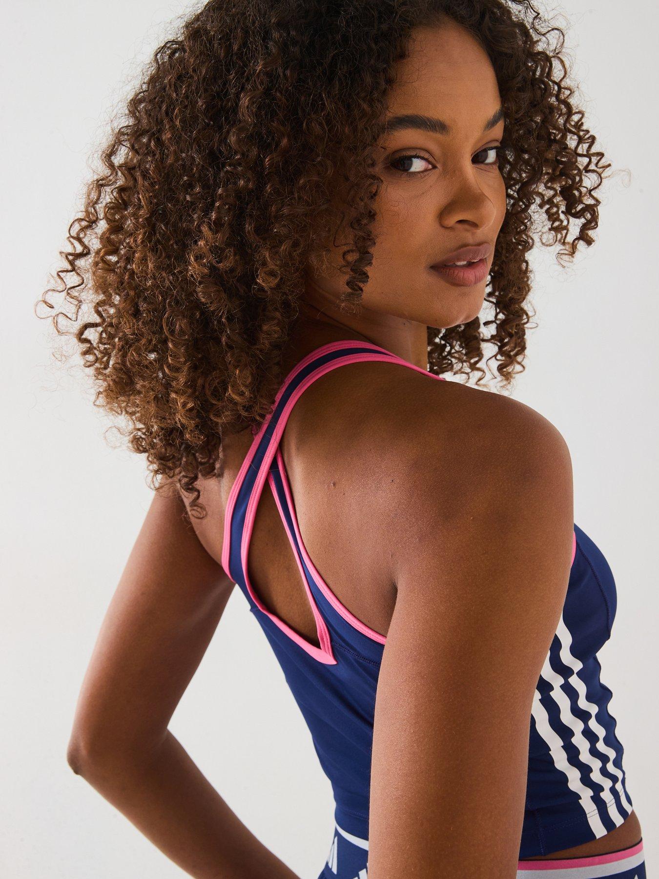 adidas Womens Training Hyperglam Tank - Dark Blue/White/Pink Fusion ...