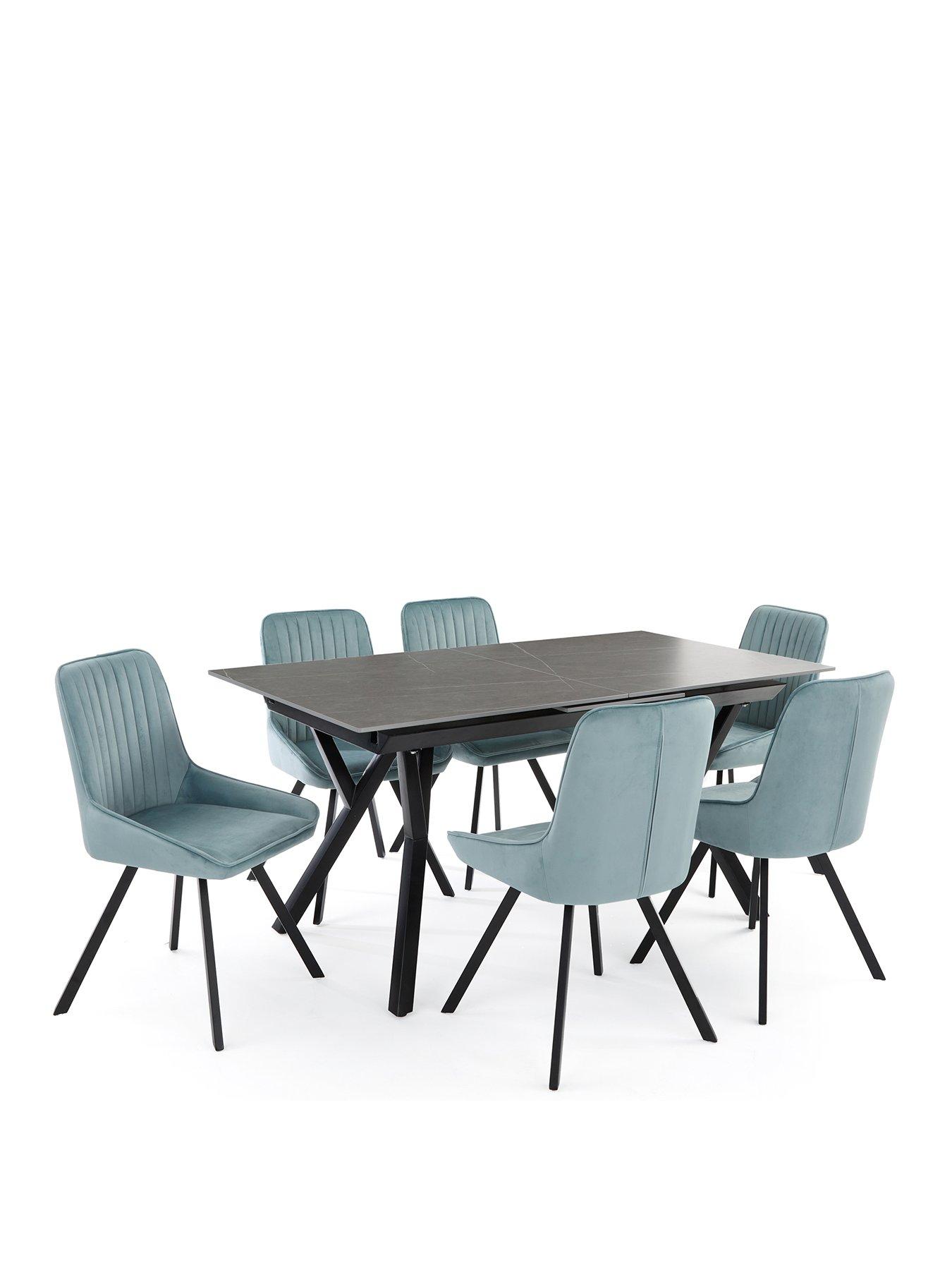 Very Home Corbin 160-200 cm Extending Black Dining Table + 6 Marlow ...