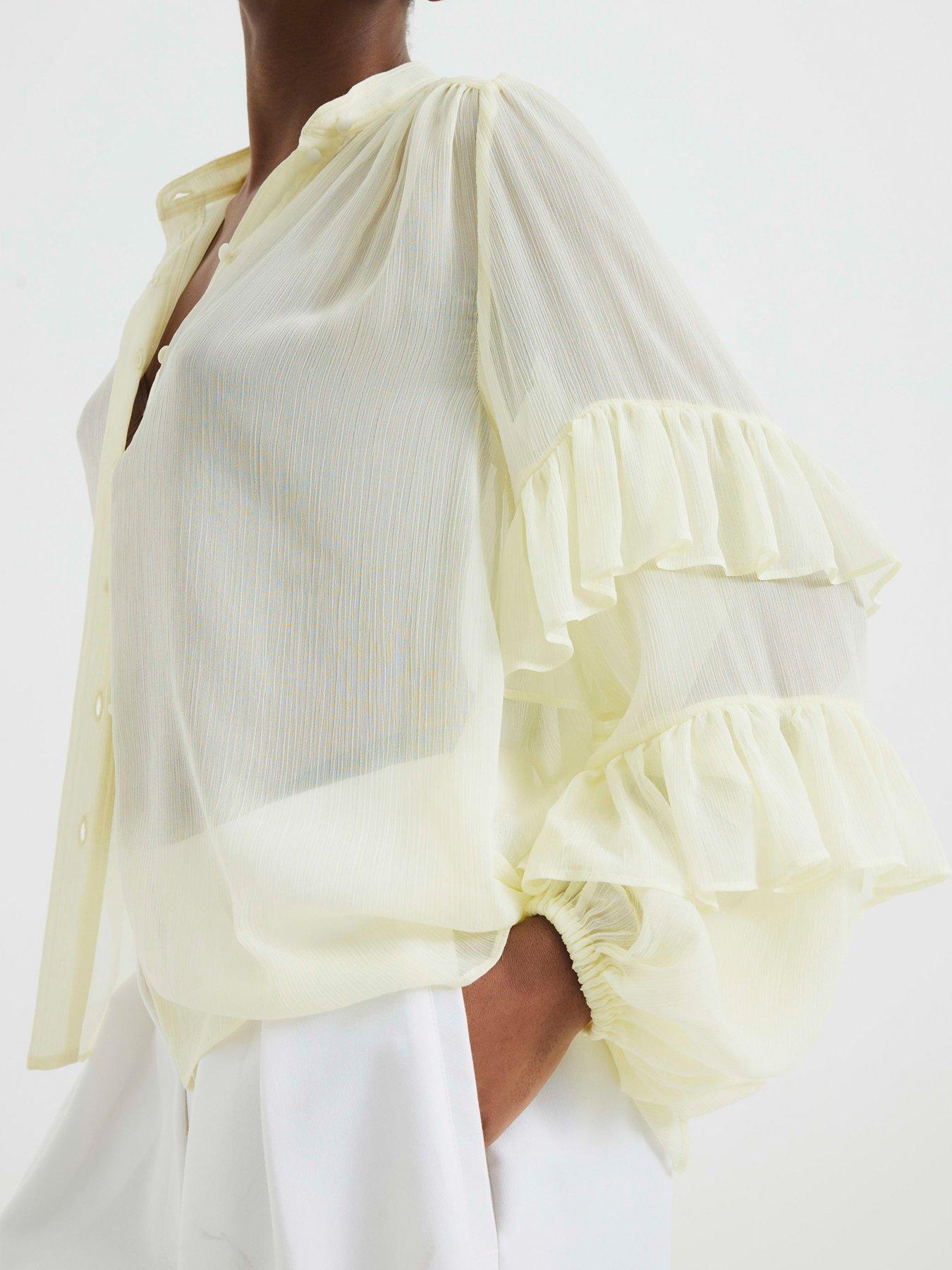 River Island Ruffle Sleeve Blouse - Yellow | Littlewoods