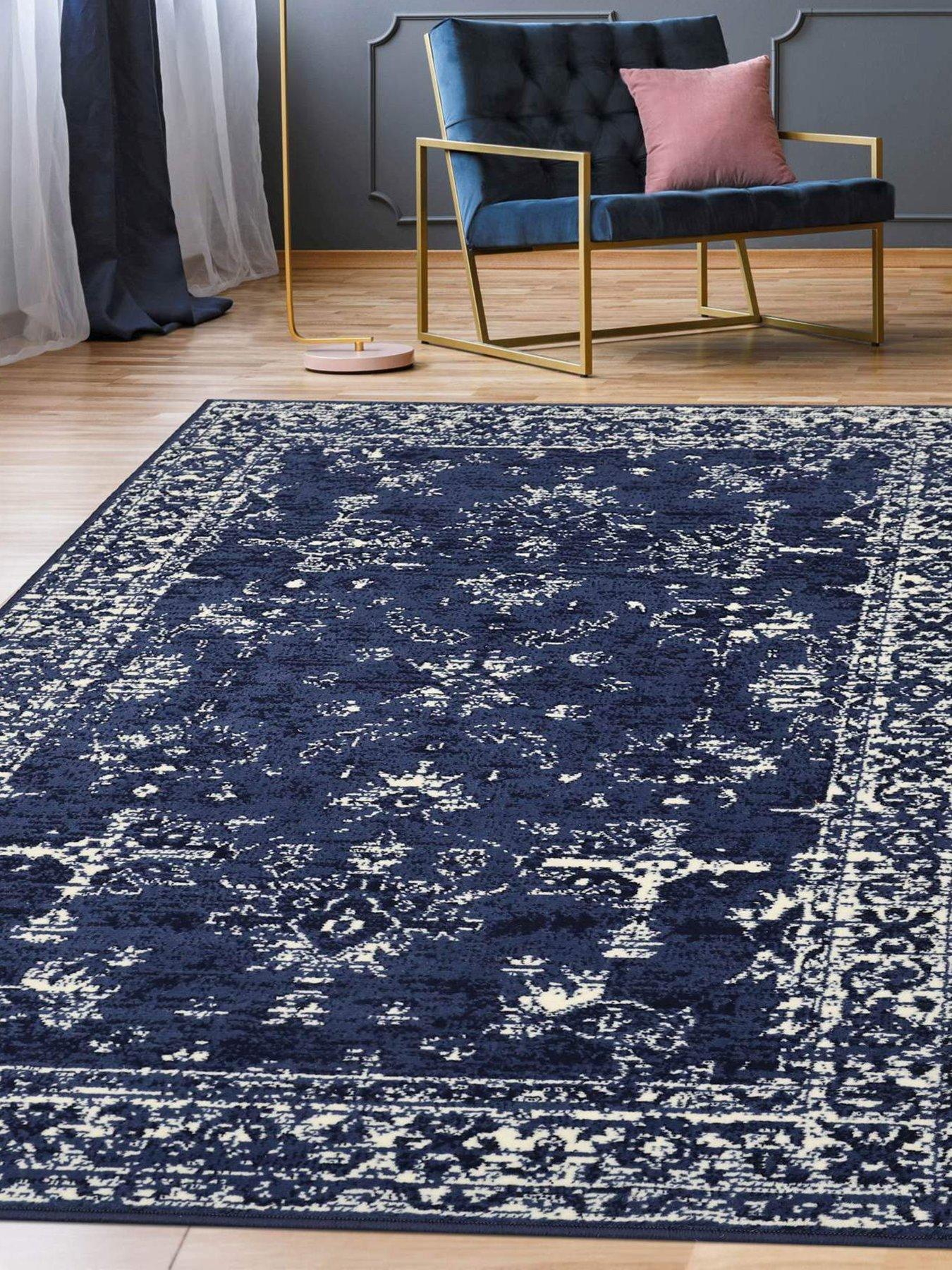Maestro Navy Rug | Littlewoods