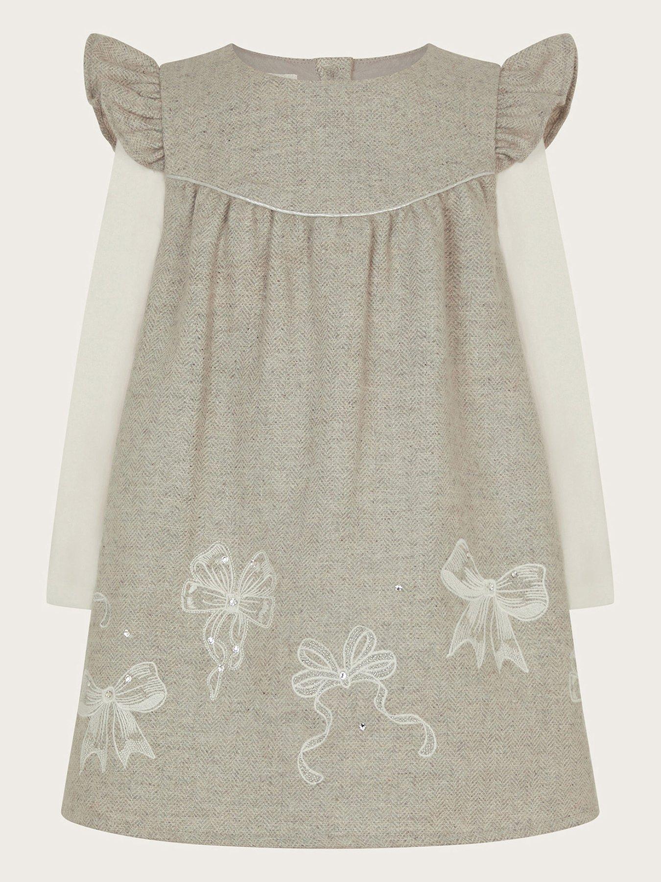 Monsoon Baby Girls Tweed Pinafore Set - Grey | littlewoods.com