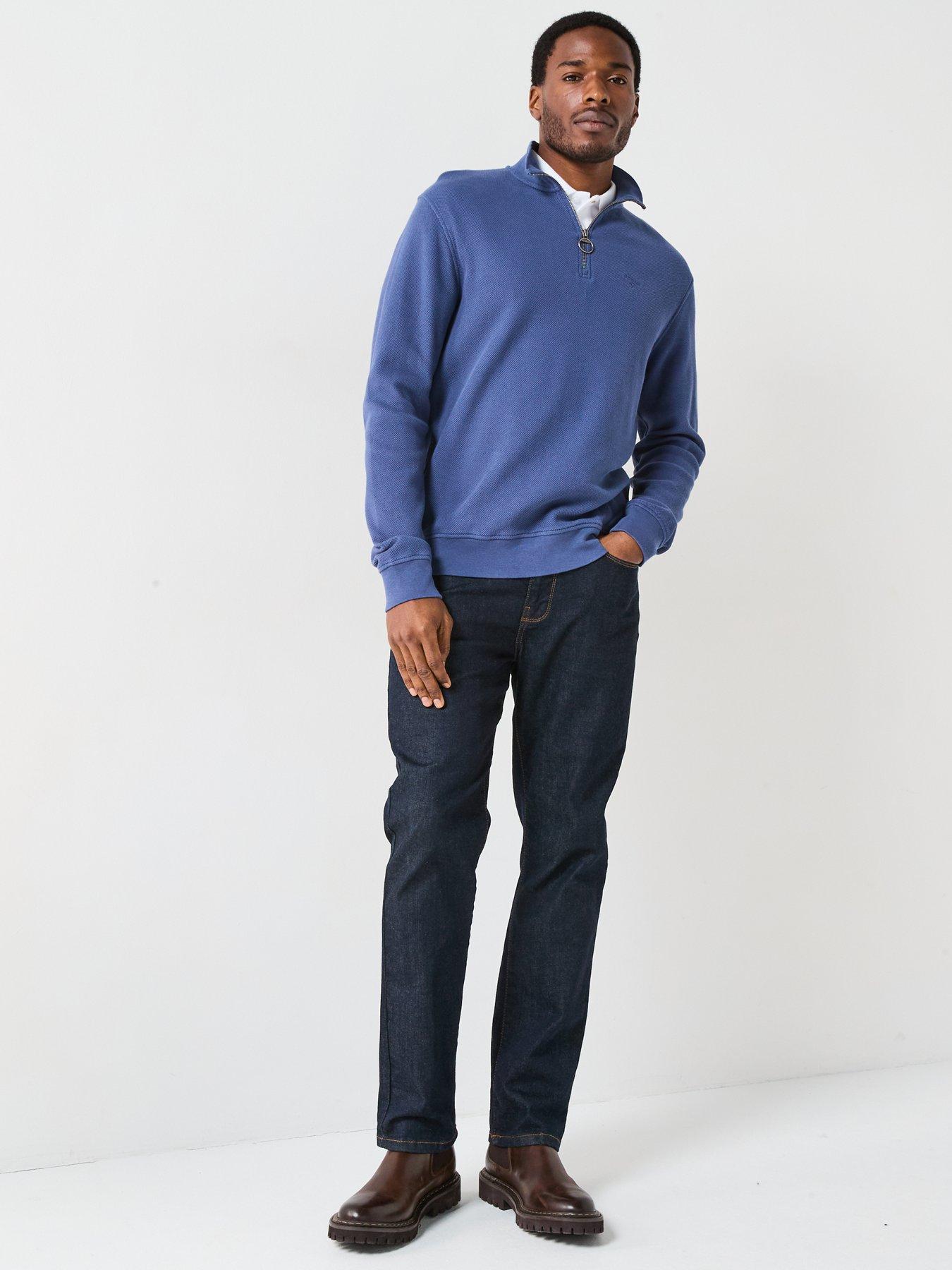 Barbour Pique Interlock 1/2 Zip Sweat - Dark Blue | Littlewoods
