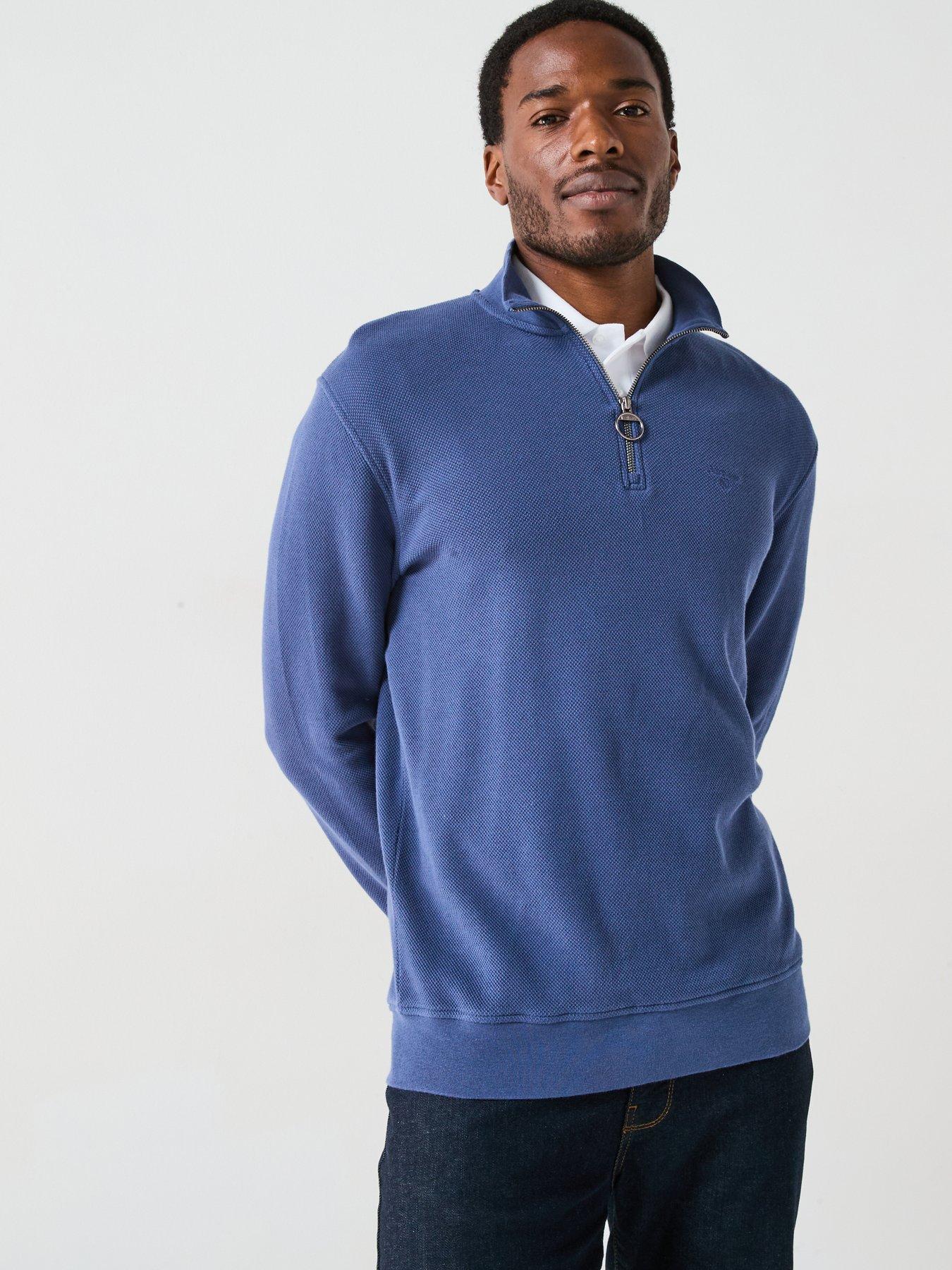 Barbour Pique Interlock 1/2 Zip Sweat - Dark Blue | Littlewoods