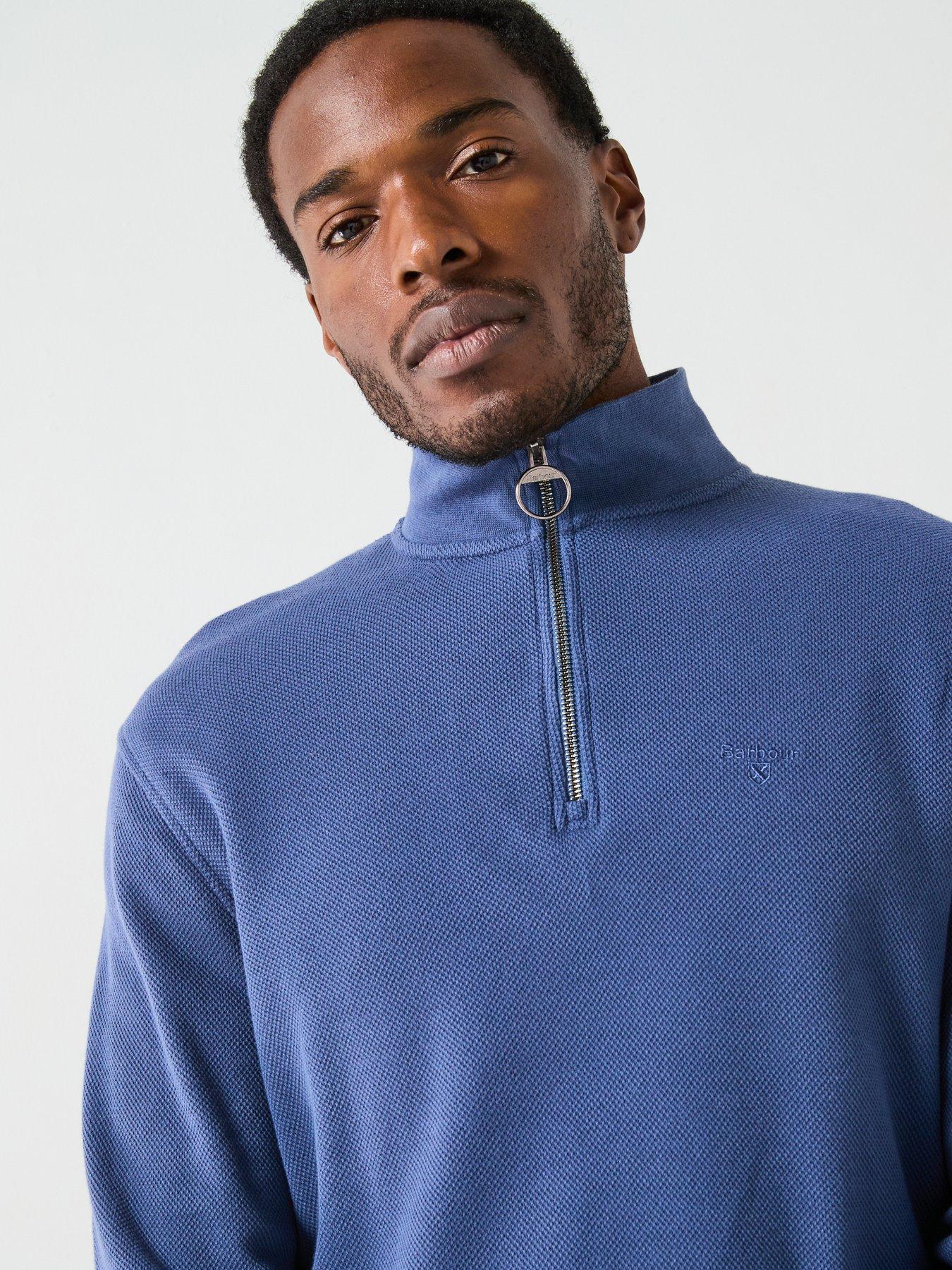 Barbour Pique Interlock 1/2 Zip Sweat - Dark Blue | Littlewoods
