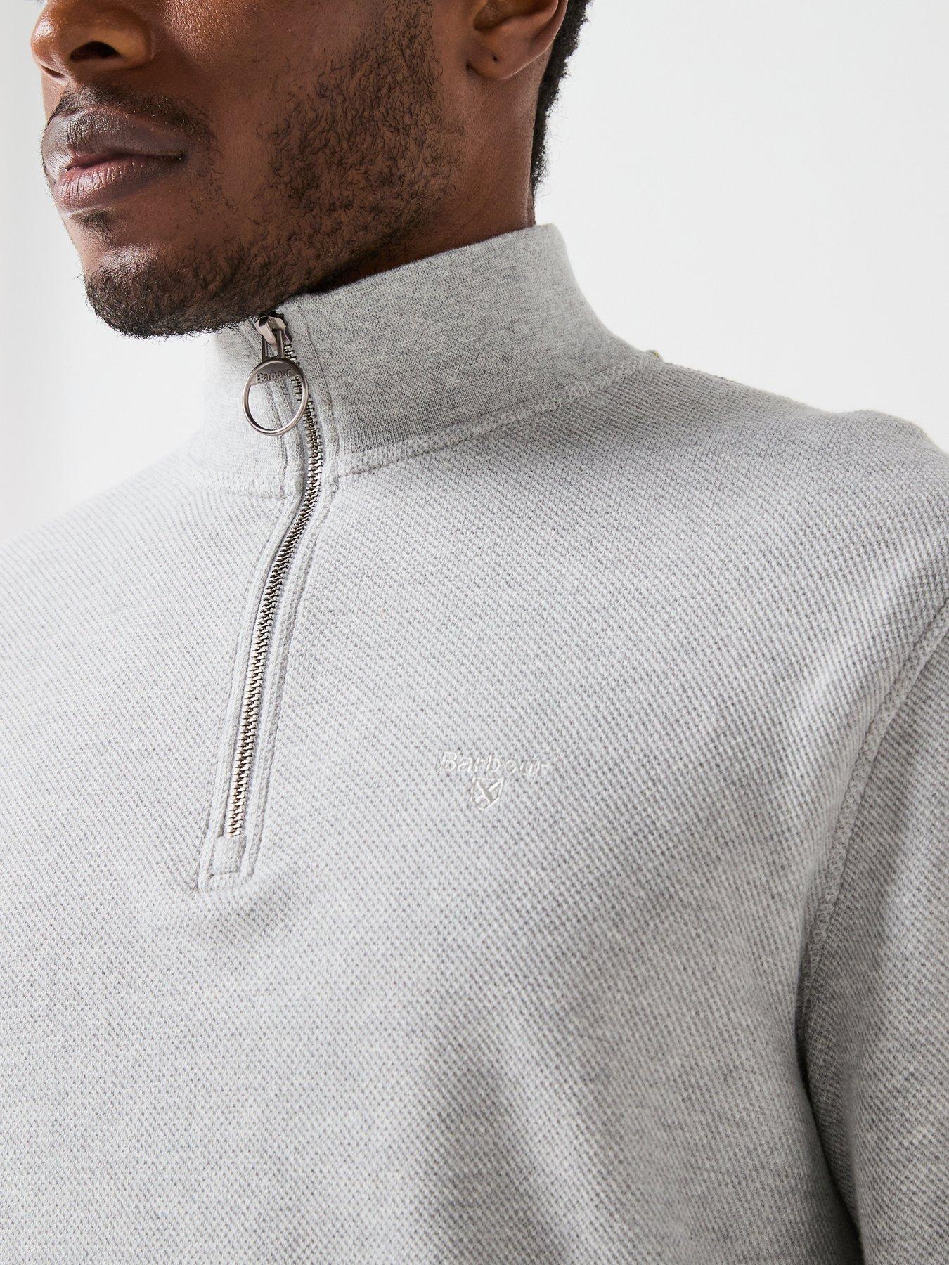 Barbour Pique Interlock 1/2 Zip Sweat - Dark Grey | Littlewoods
