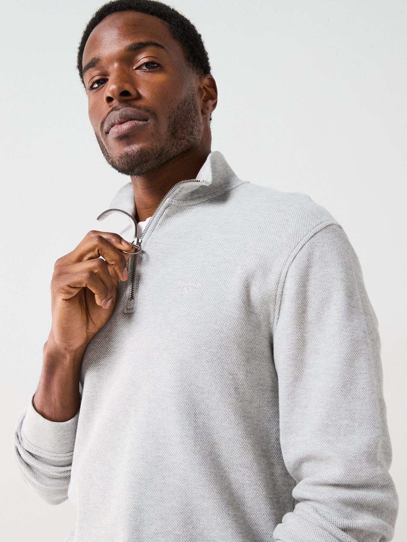 Barbour Pique Interlock 1/2 Zip Sweat - Dark Grey | Littlewoods