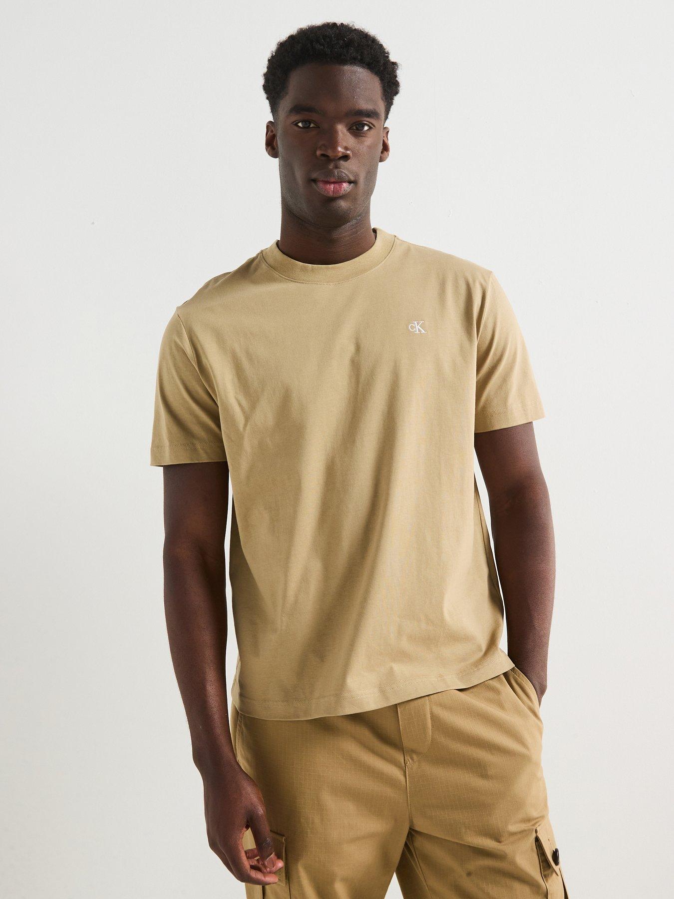 Calvin Klein Jeans Serif Font Graphic T-Shirt - Beige | Littlewoods