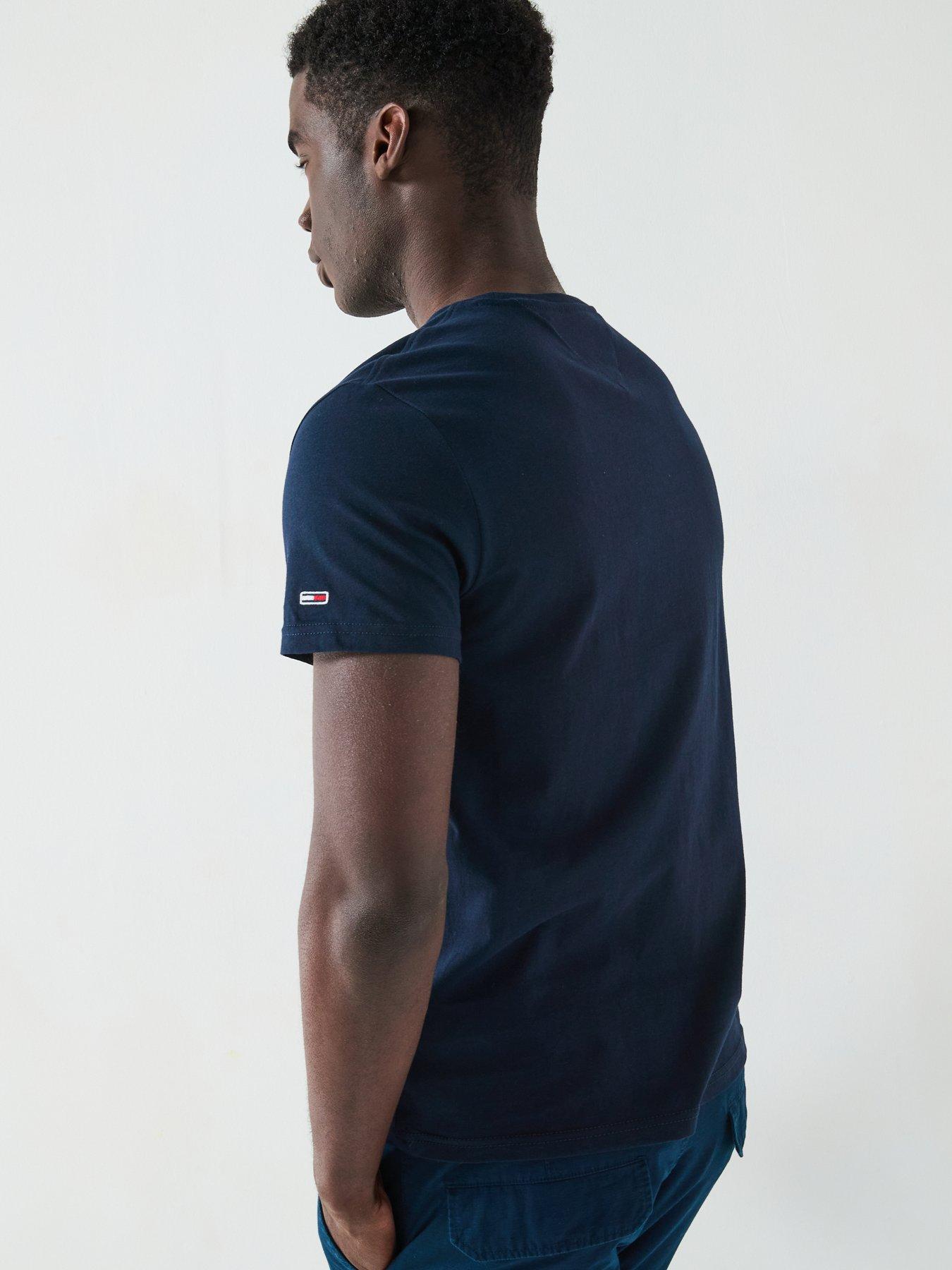 Tommy Jeans Chest Pipe Trim Logo T-Shirt - Navy | Littlewoods