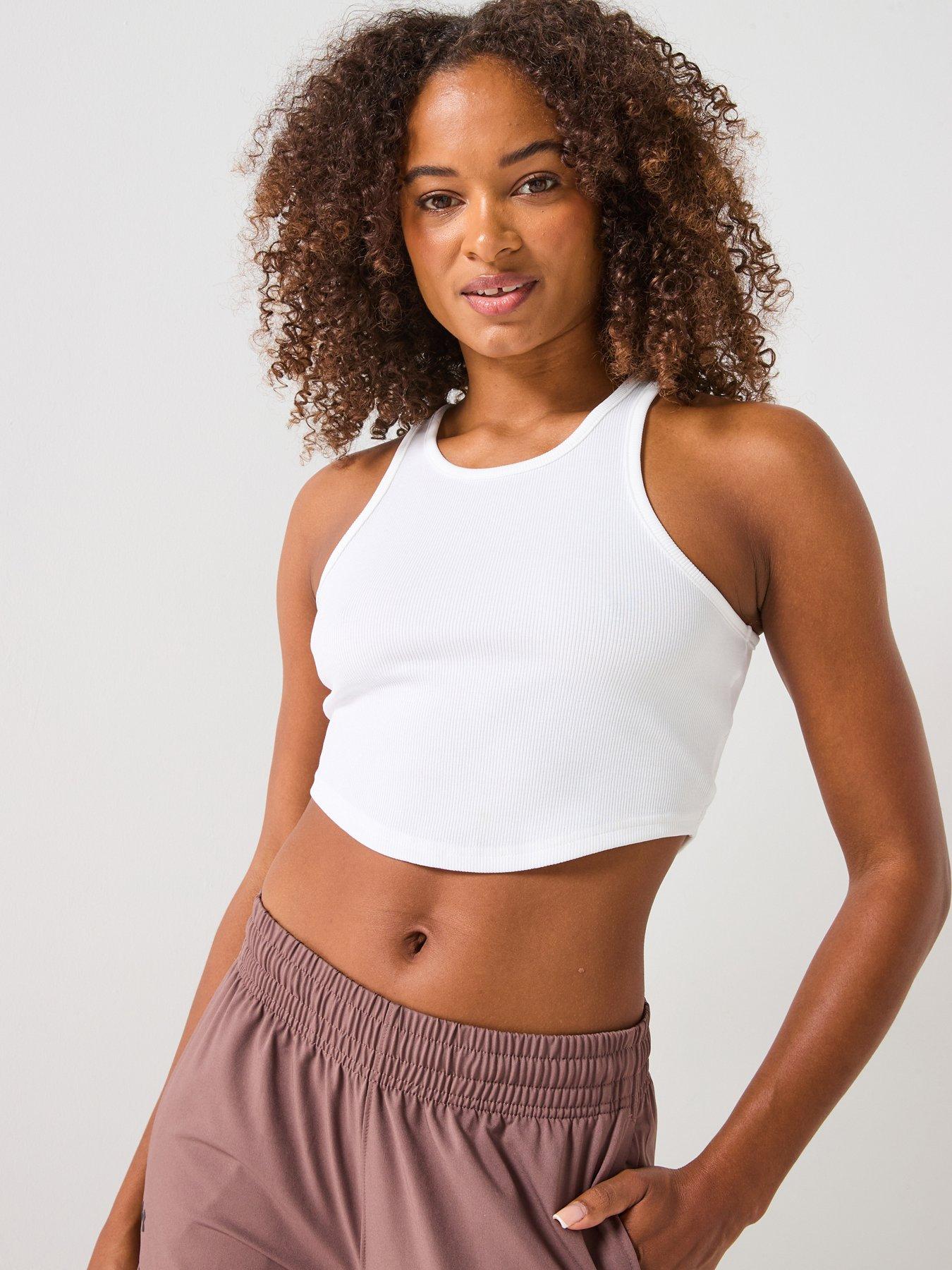 UNDER ARMOUR Womens Training Rival Rib Cropped Tank - White | Littlewoods
