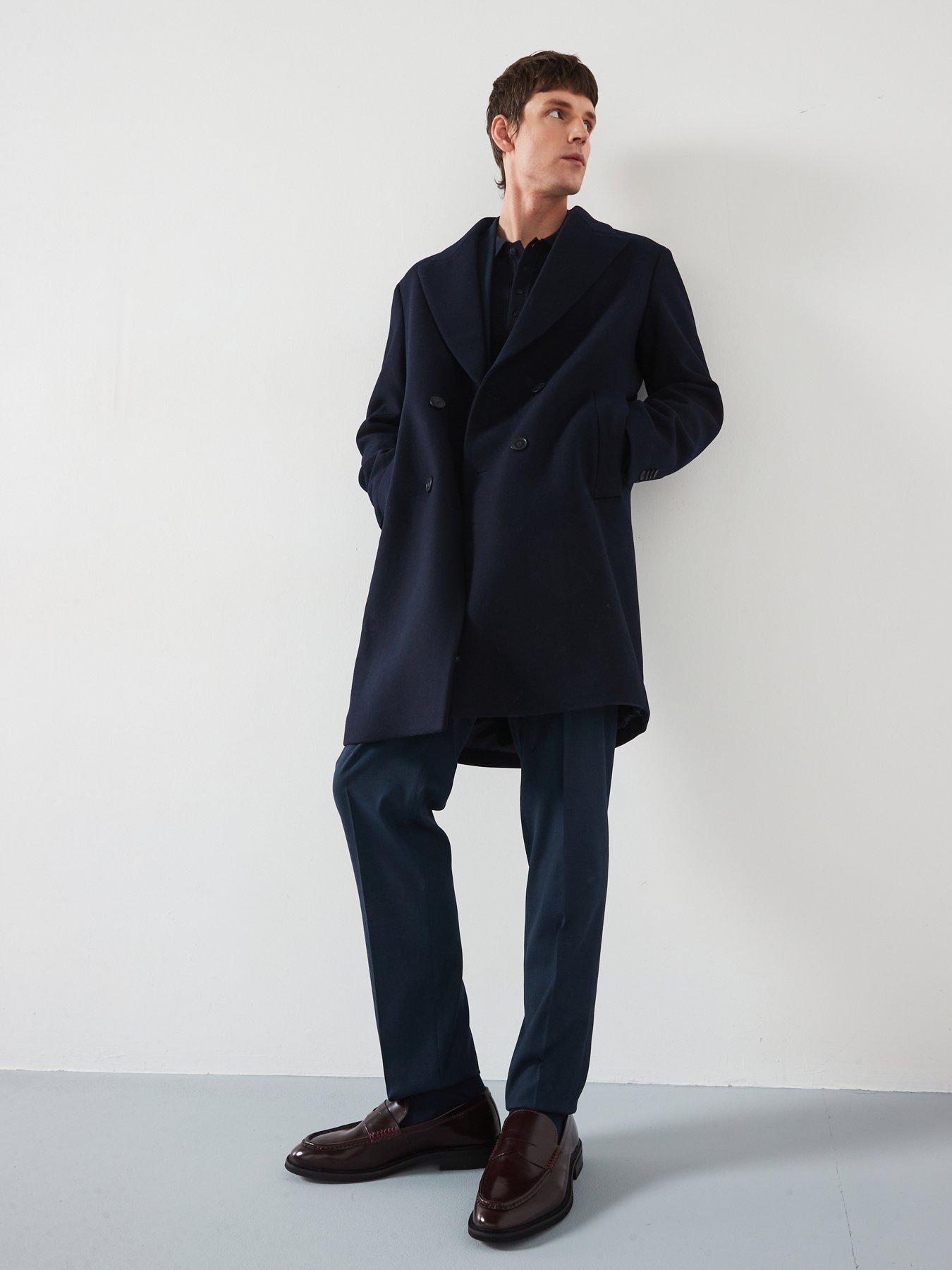 Mango Landon Smart Fit Double Breasted Overcoat - Navy | Littlewoods