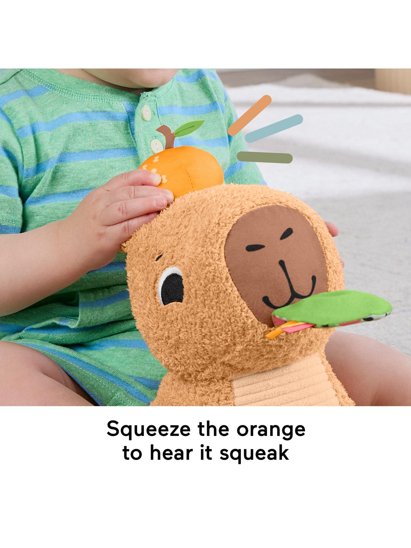 Fisher-Price Snuggly Snacky Capybara Plush Baby Sensory Toy with ...