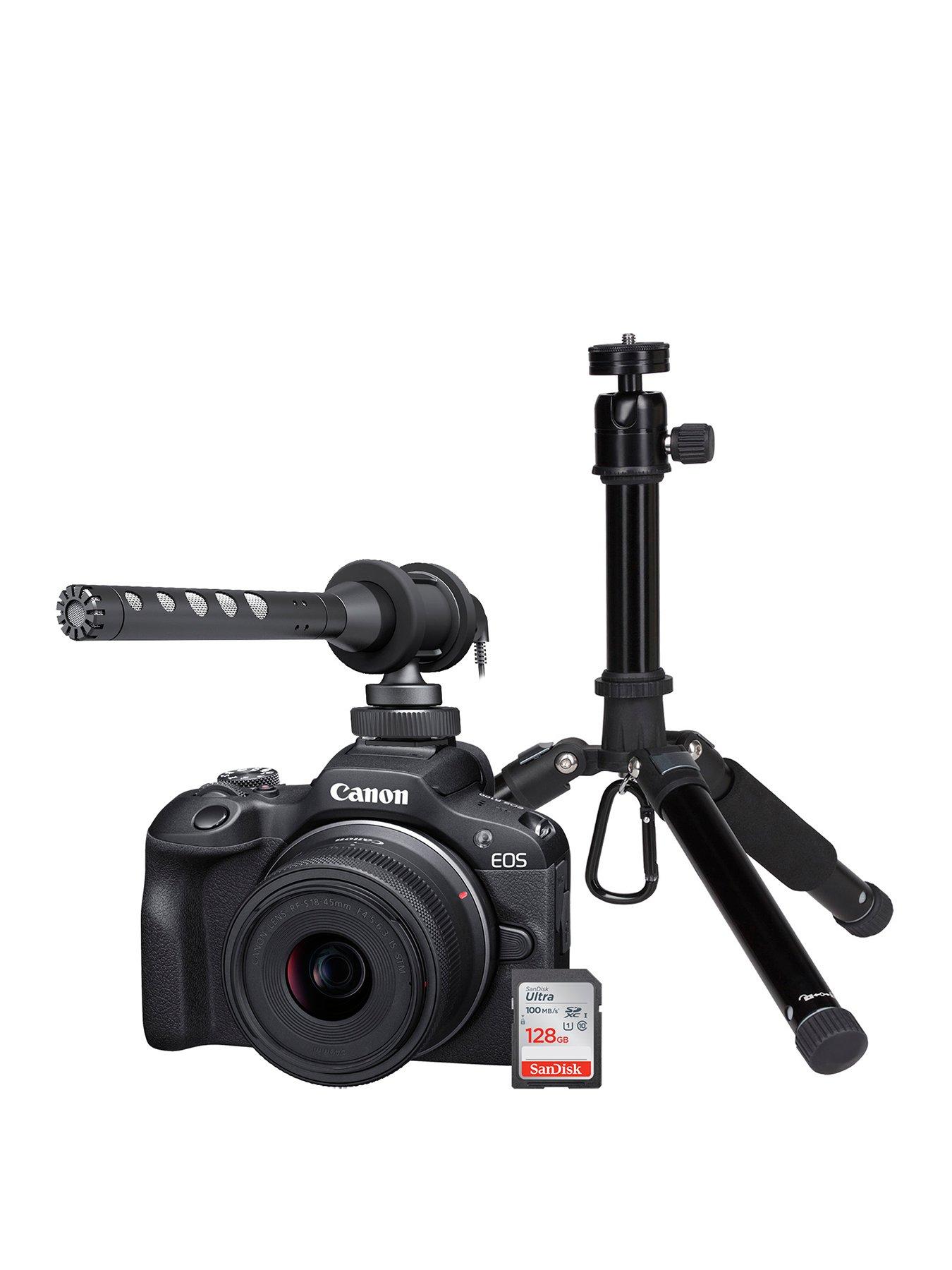 Canon EOS R100 Camera inc RF-S 18-45mm Lens, Shotgun Mic, Desktop ...