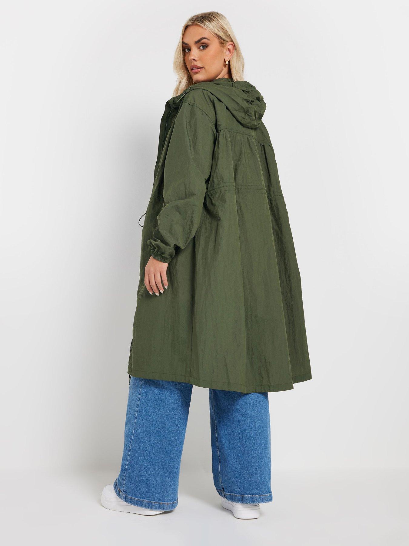 Yours Curve Lightweight Longline Parka - Green | Littlewoods
