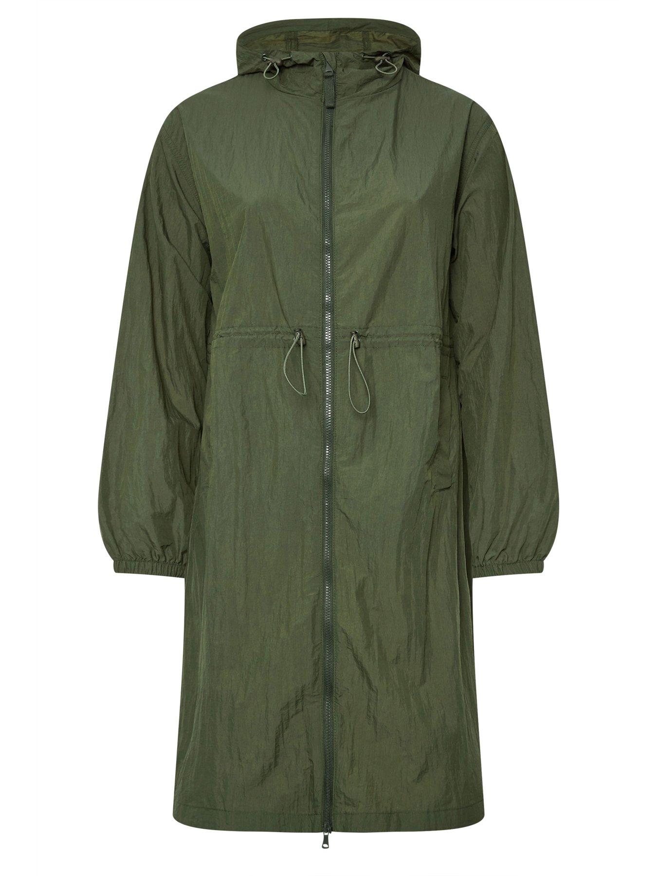 Yours Curve Lightweight Longline Parka - Green | Littlewoods