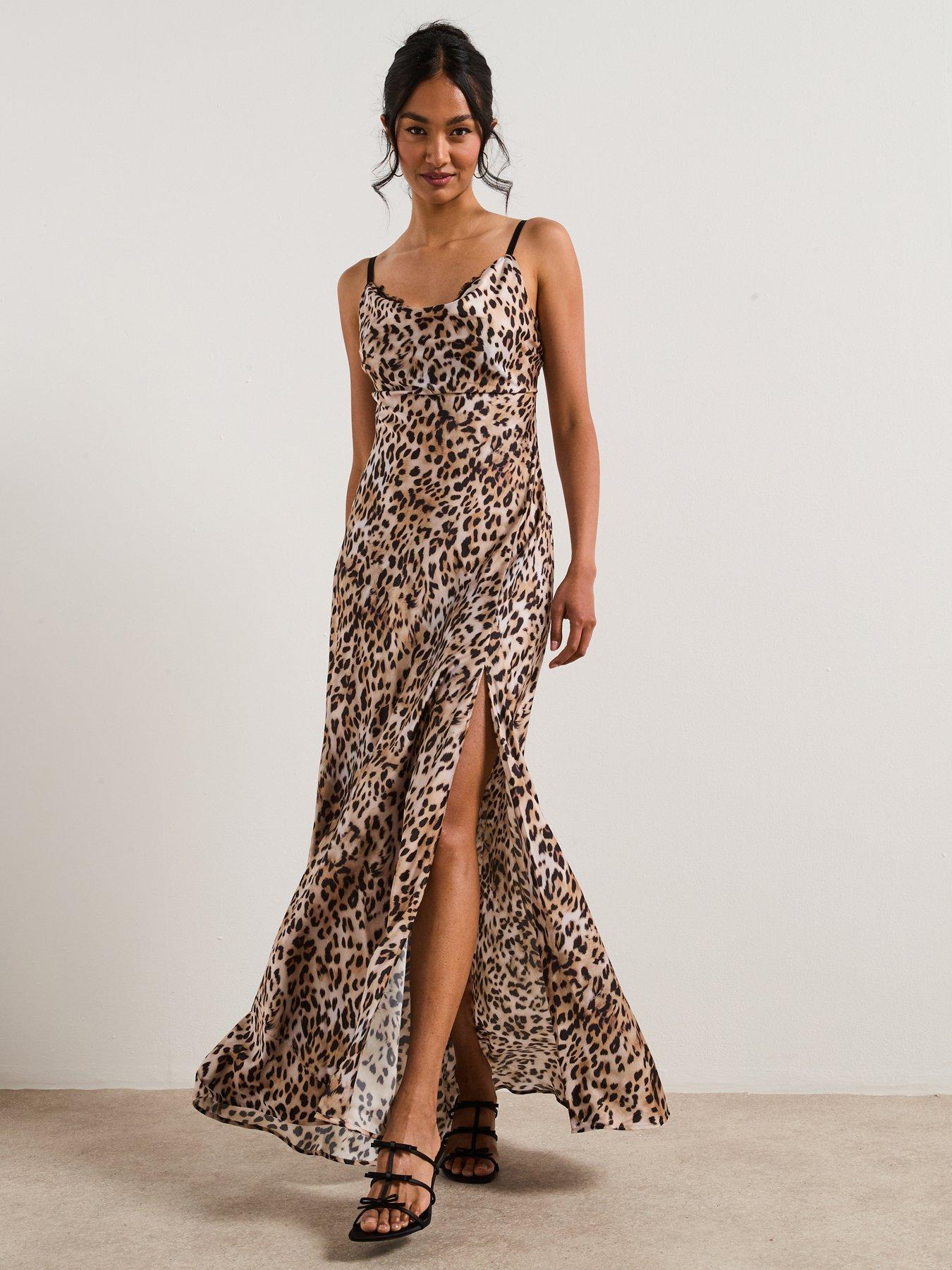 Guess Adle Lace Neckline Long Dress - Brown | Littlewoods