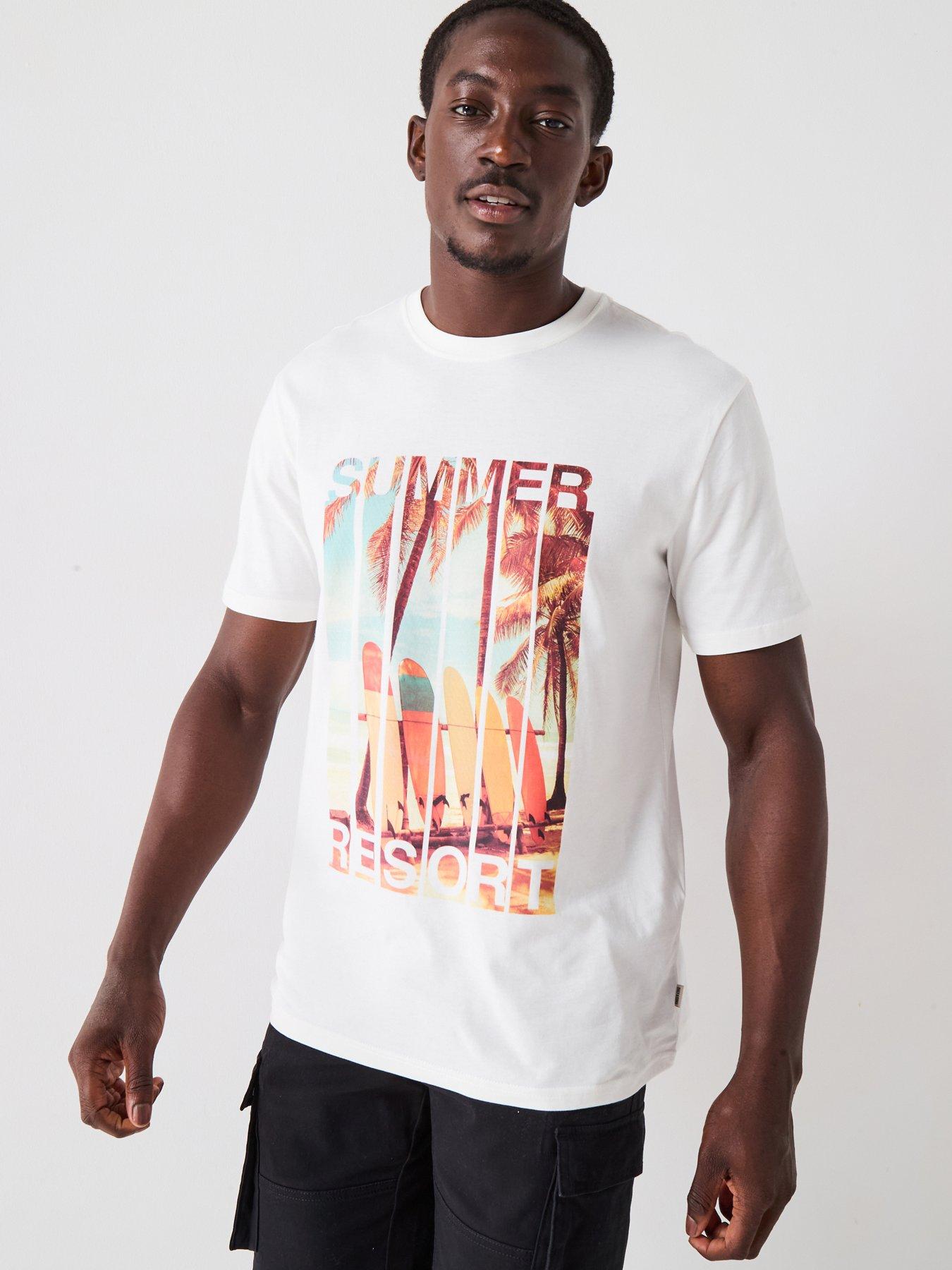 ONLY & SONS Magdy Life Photo Print T-Shirt - Cloud Dancer Summer | Littlewoods