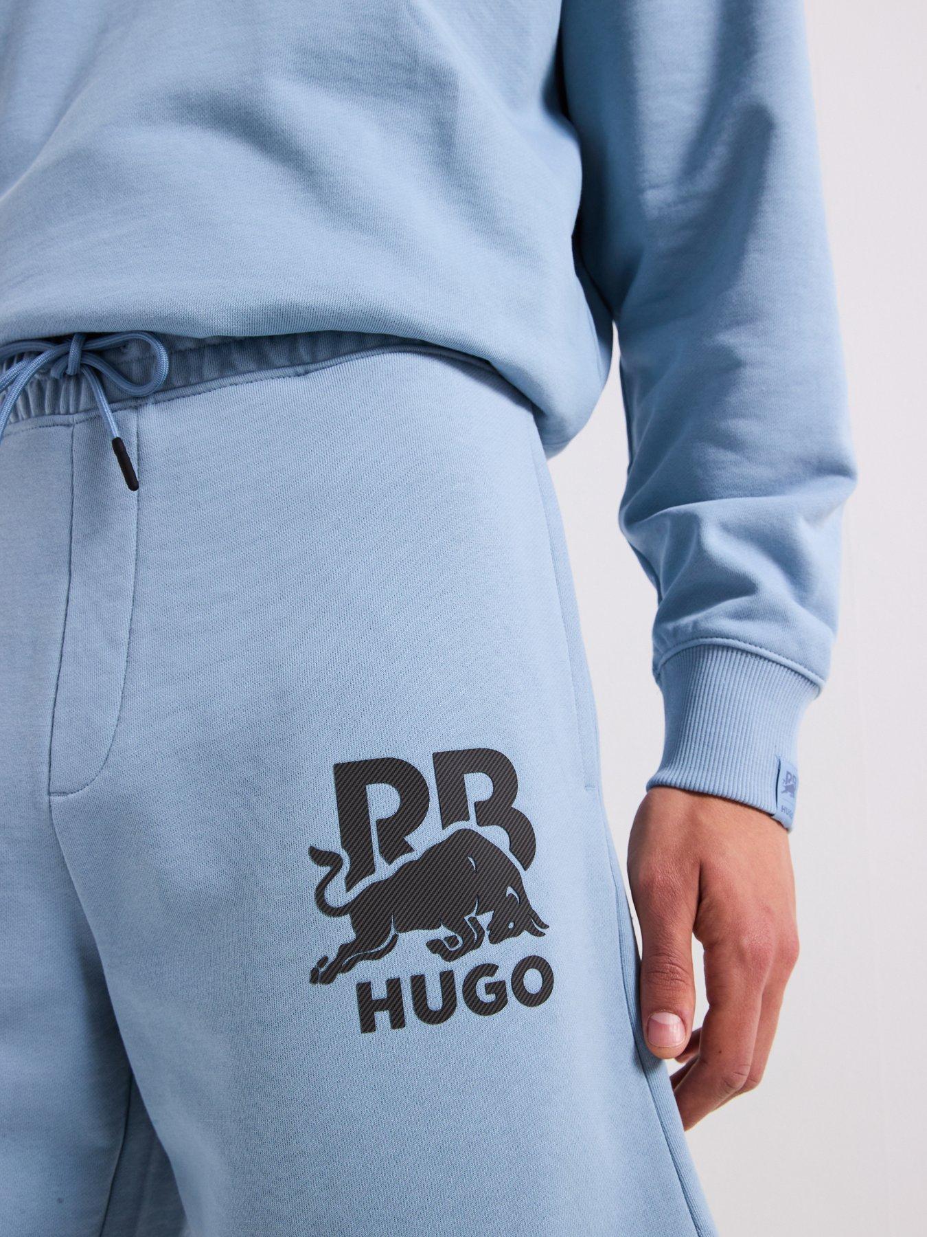 HUGO Racing Bull Deswick Reflective Logo Sweat Shorts - Blue | Littlewoods