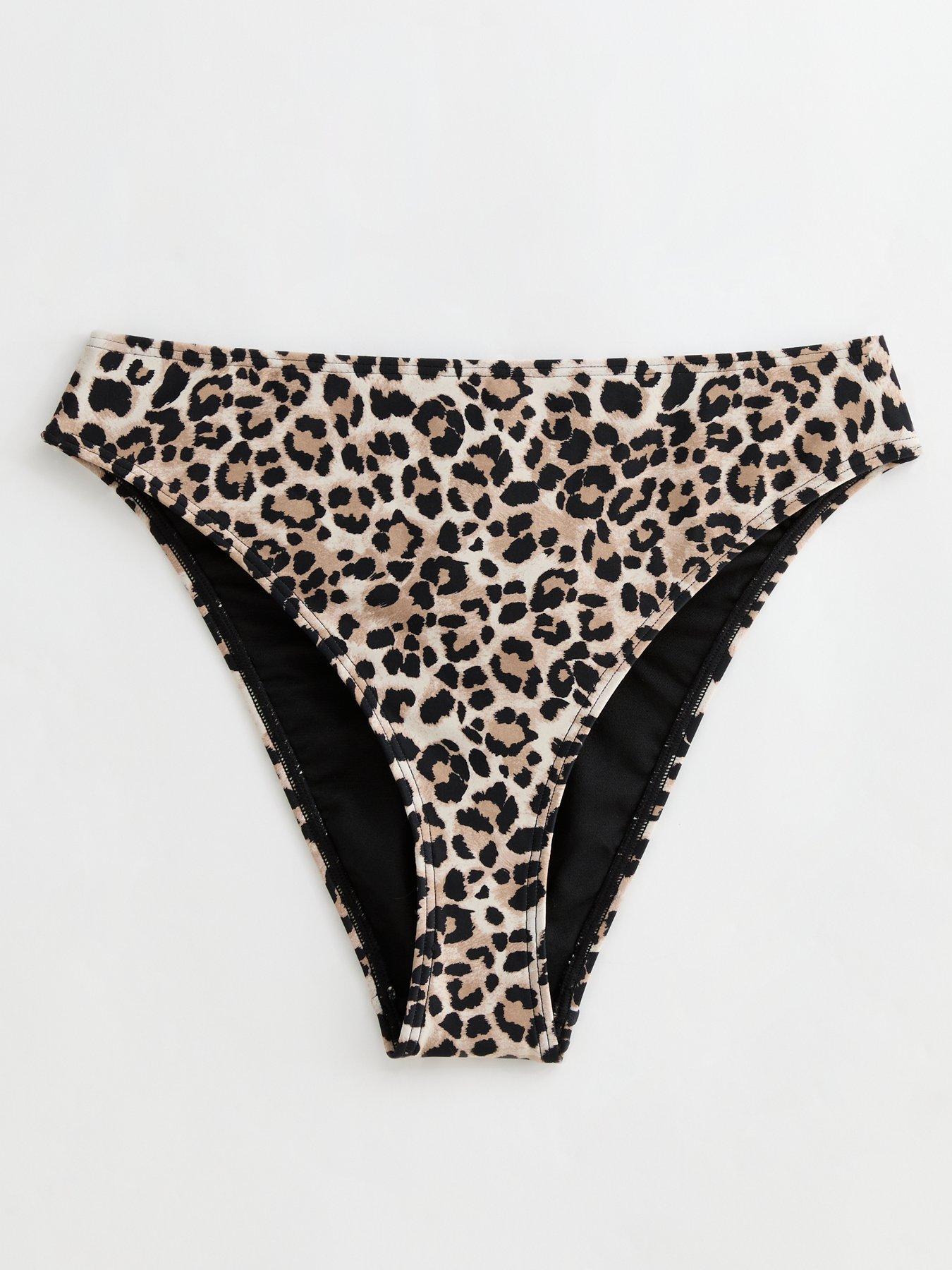 New Look Brown Leopard Print High Rise Bikini Bottoms | Littlewoods