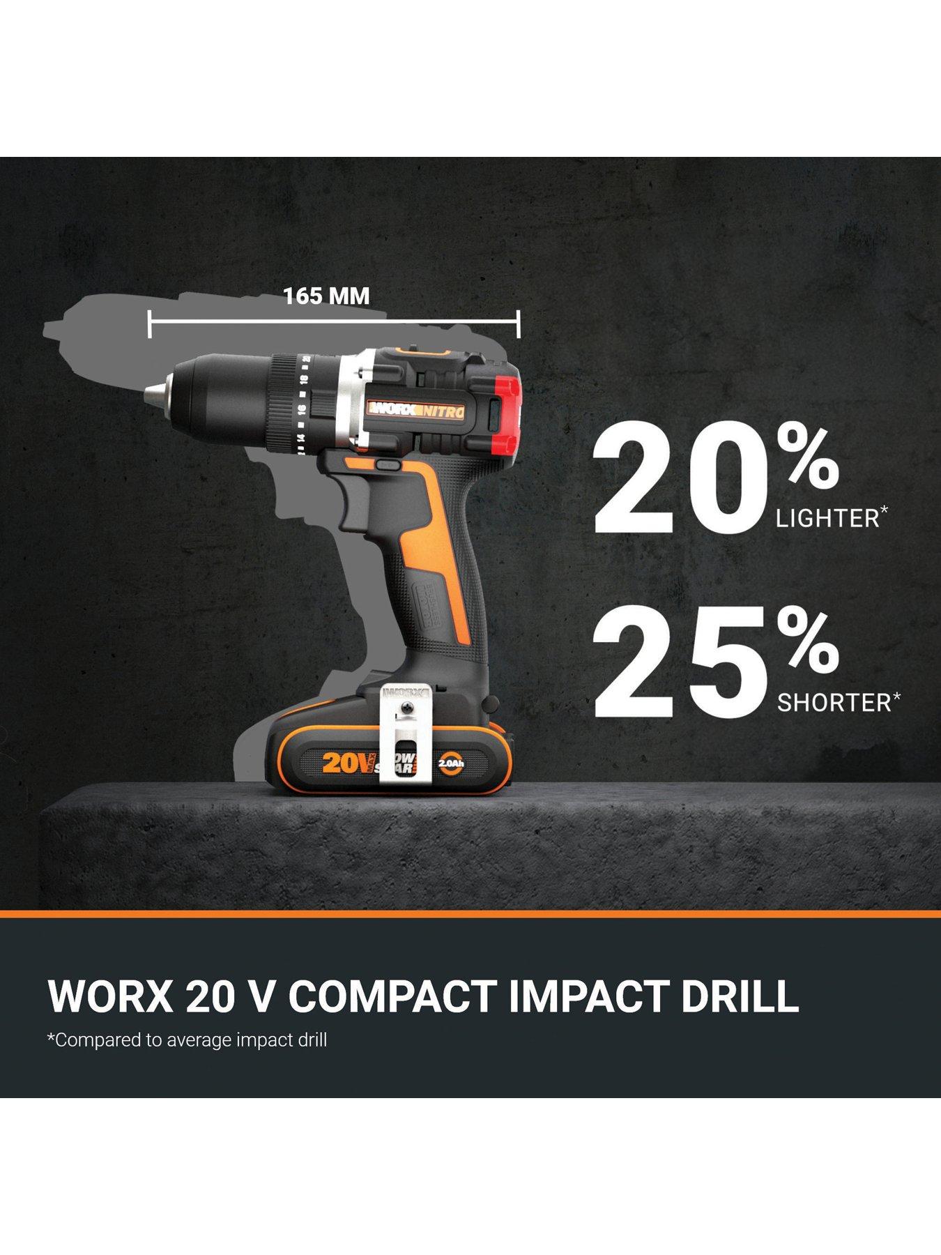 Worx 20V 55Nm Cordless Brushless Hammer Drill with x1 2.0Ah Battery ...
