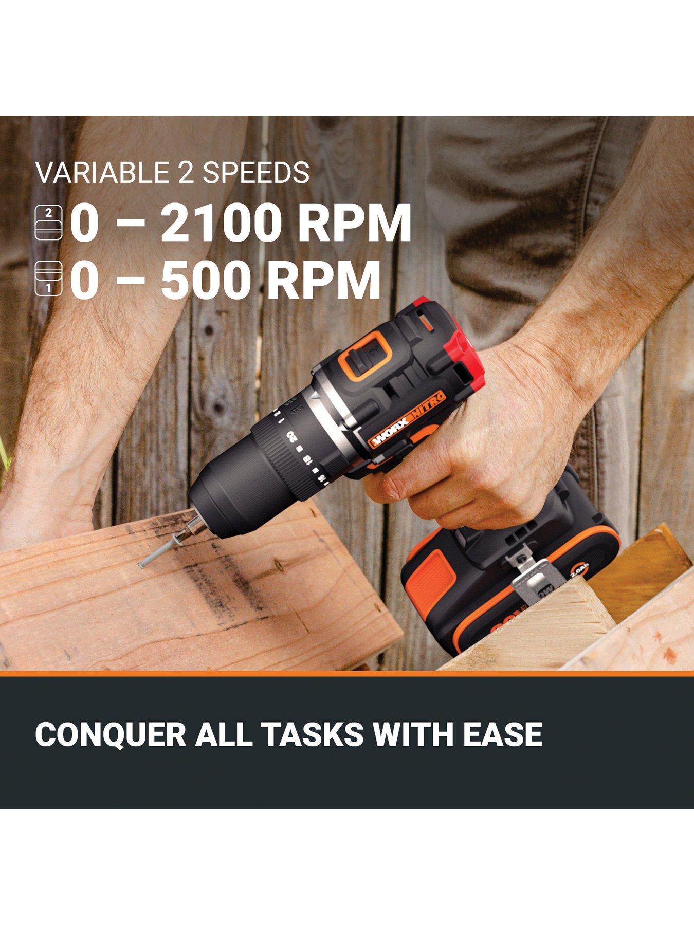 Worx 20V 55Nm Cordless Brushless Hammer Drill with x1 2.0Ah Battery ...
