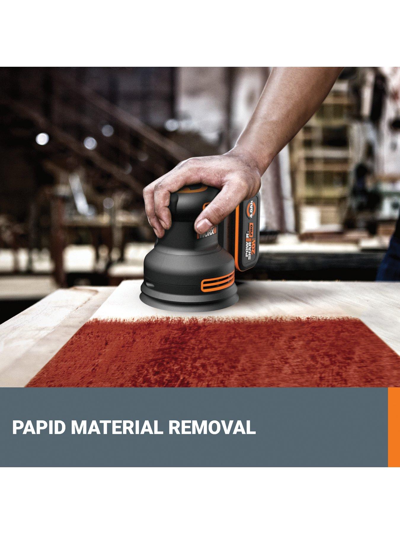 Worx 20V Cordless Brushless Orbital Sander with x1 4.0Ah Battery ...