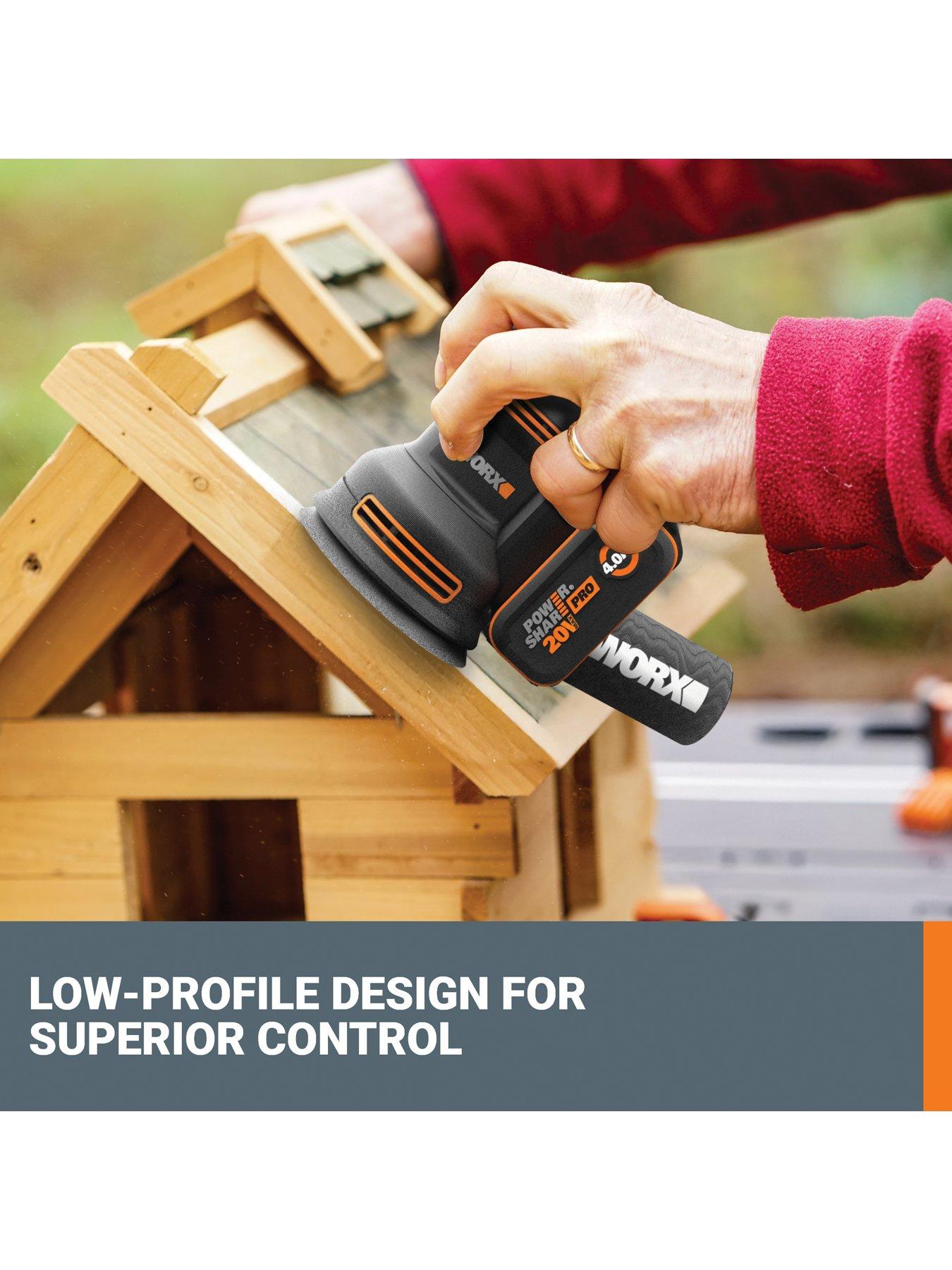Worx 20V Cordless Brushless Orbital Sander with x1 4.0Ah Battery ...