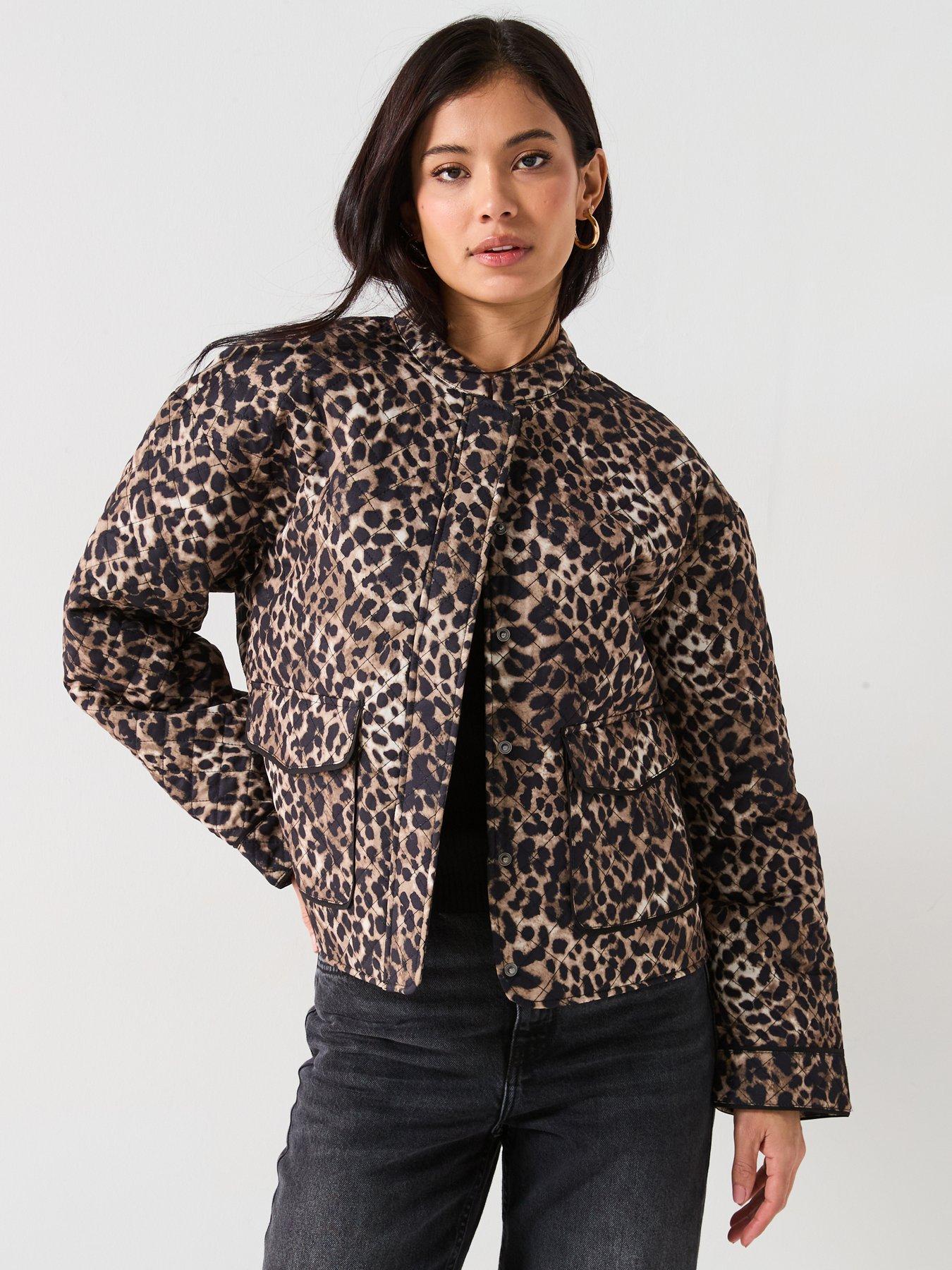 Only Printed Quilted Jacket - Leopard | Littlewoods