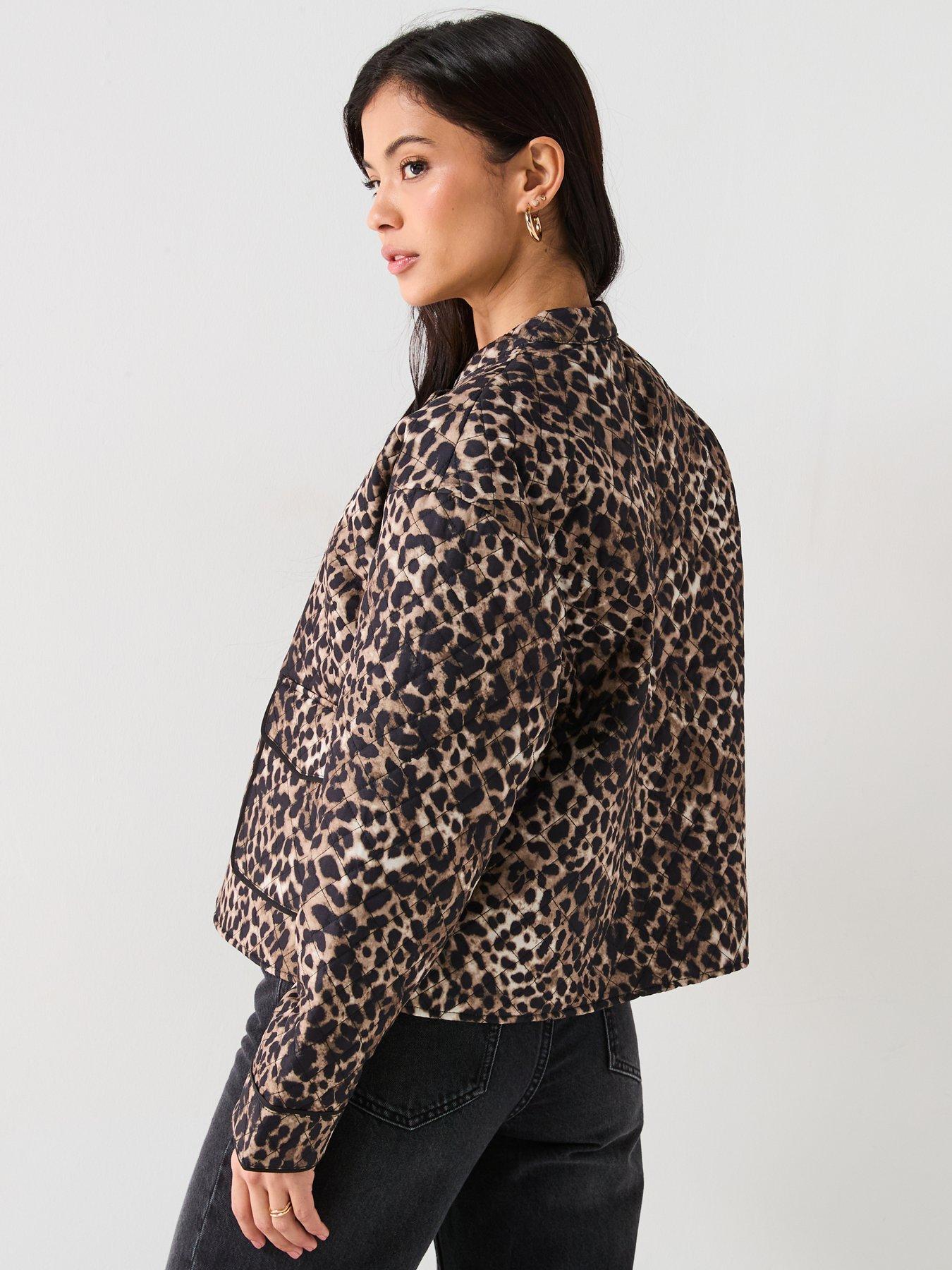 Only Printed Quilted Jacket - Leopard | Littlewoods