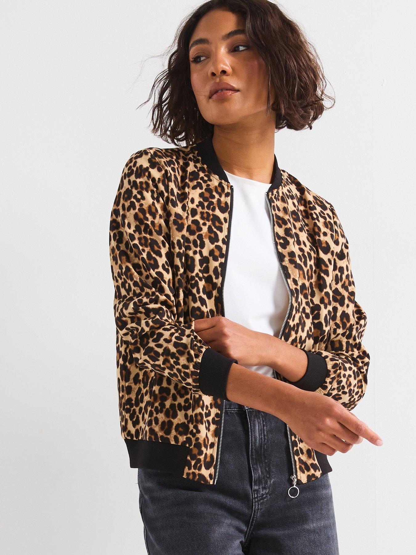 Vero Moda Coco Long Sleeve Bomber Jacket - Leopard Print | Littlewoods