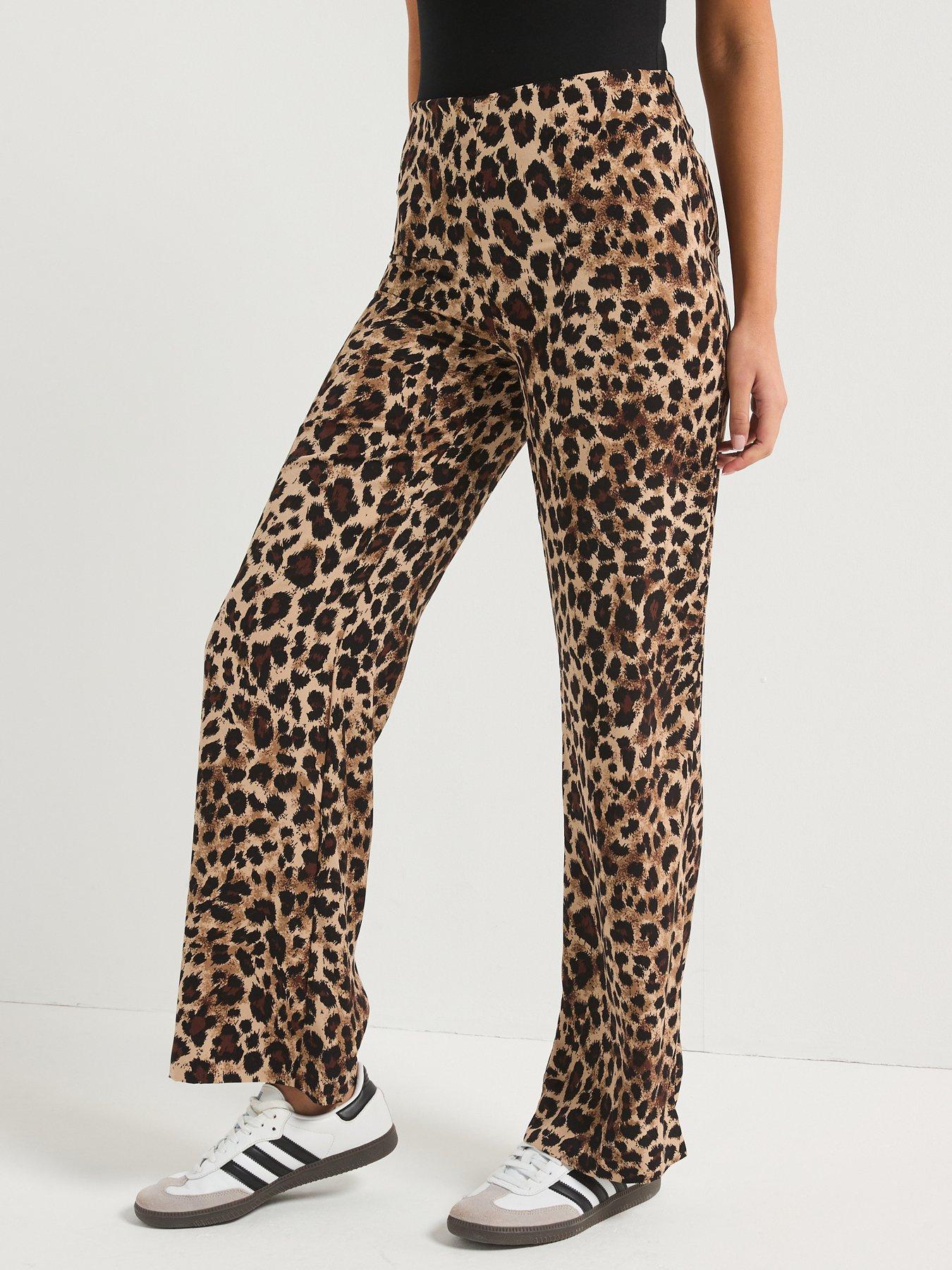 Only Thalia Life High Waist Wide Pant - Leopard Print | Littlewoods