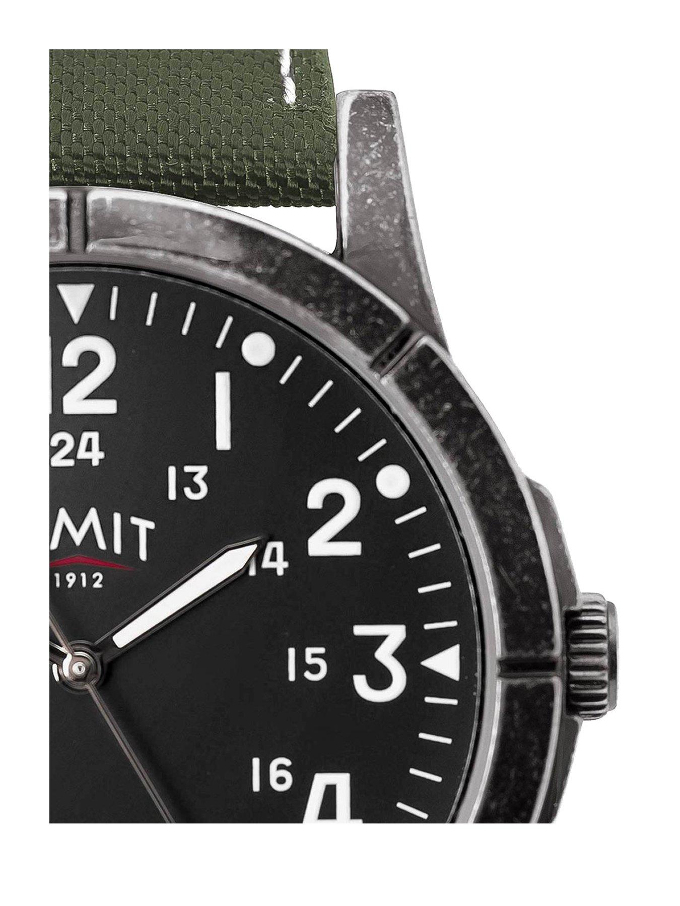 Limit Mens Pilot Khaki Canvas Strap with Black Dial Analogue Watch ...