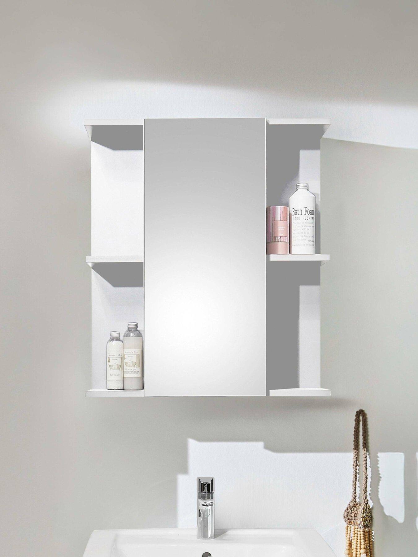 Julian Bowen Mandy Mirrored 1 Door Bathroom Wall Cabinet - White ...