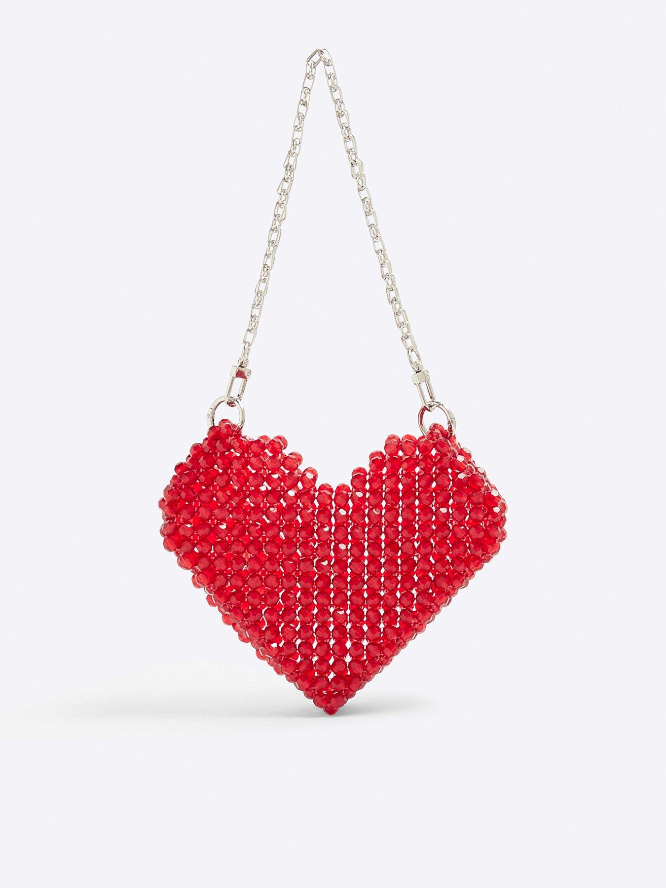 River Island Heart Beaded Bag - Red | Littlewoods