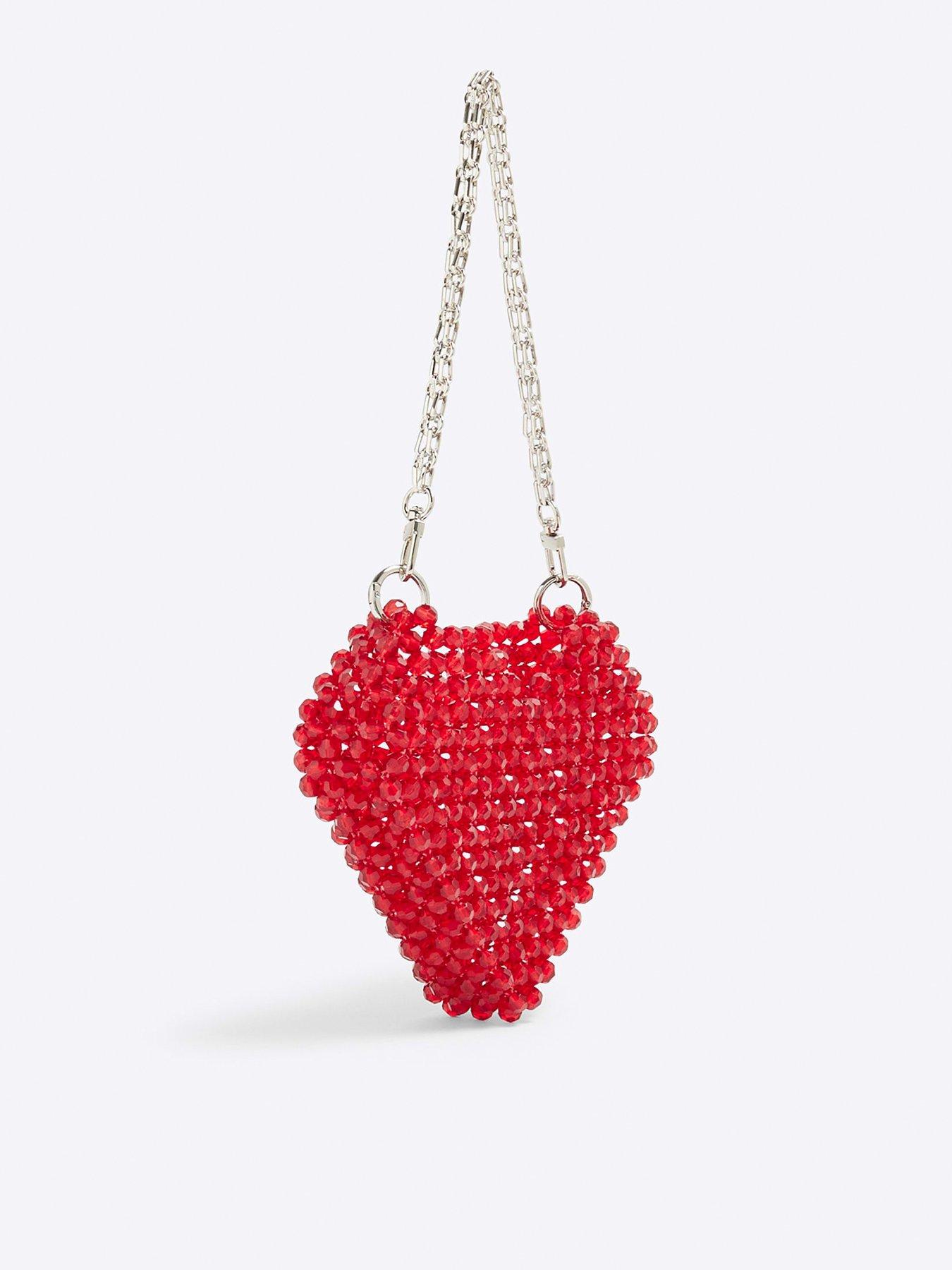 River Island Heart Beaded Bag - Red | Littlewoods