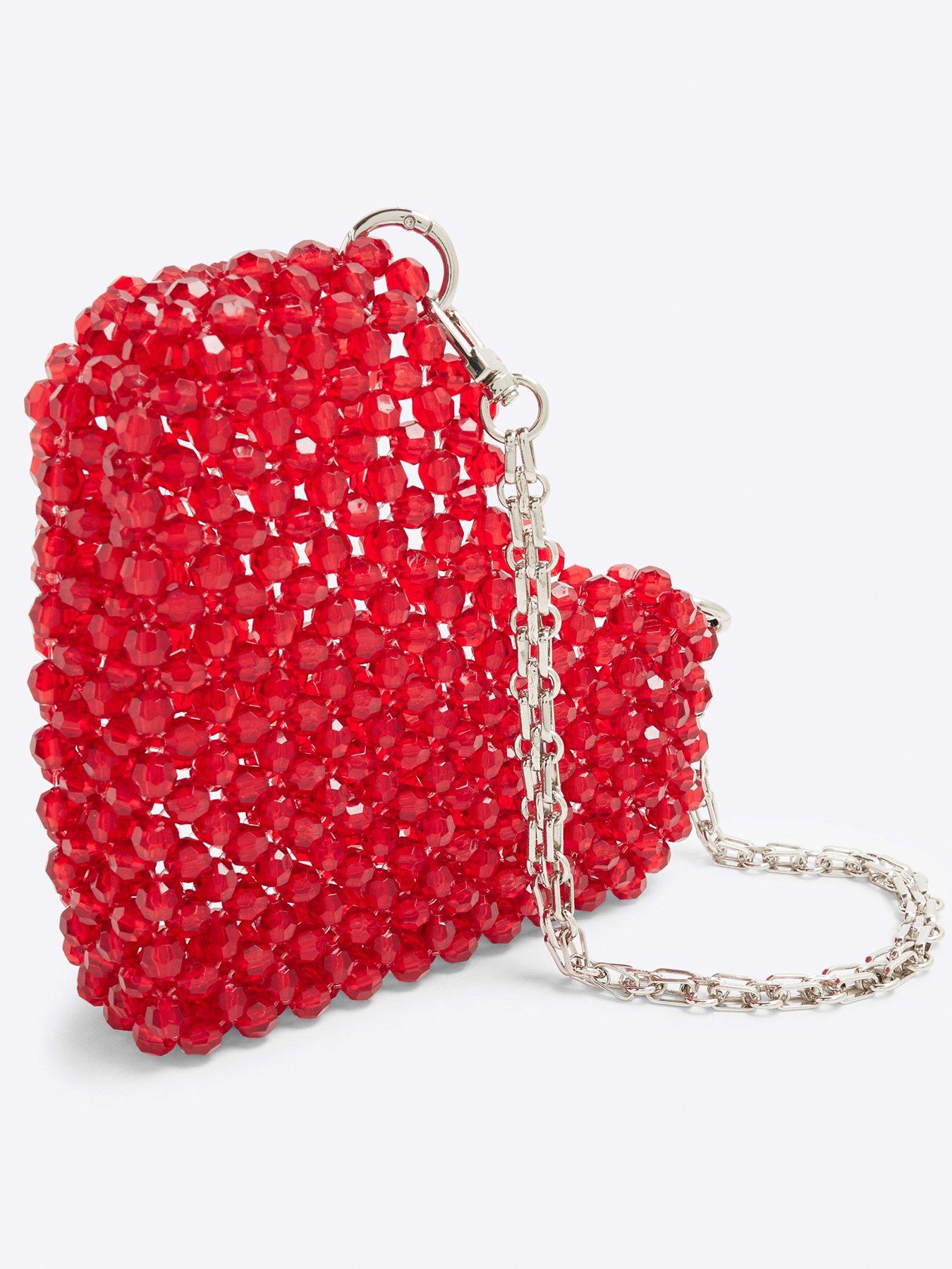 River Island Heart Beaded Bag - Red | Littlewoods