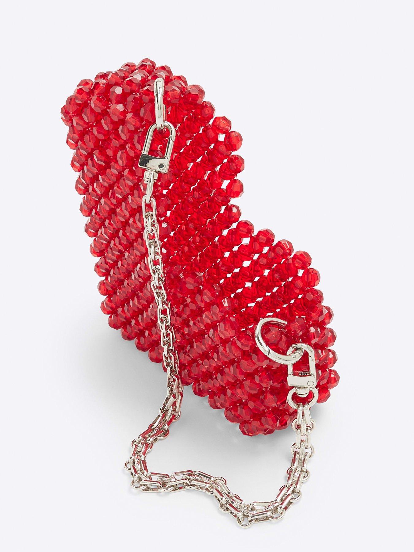 River Island Heart Beaded Bag - Red | Littlewoods