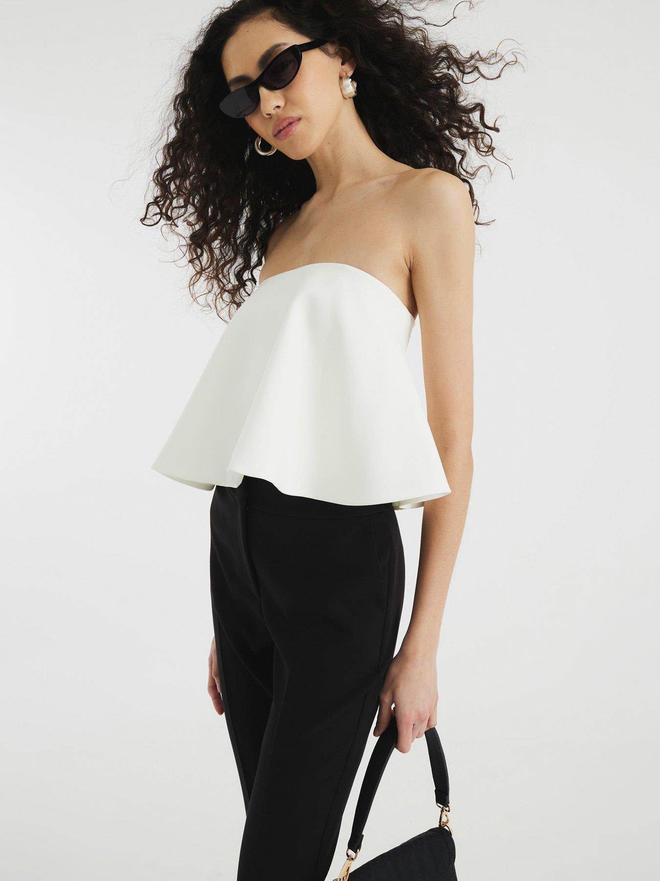 River Island Draped Bandeau Top - White | Littlewoods