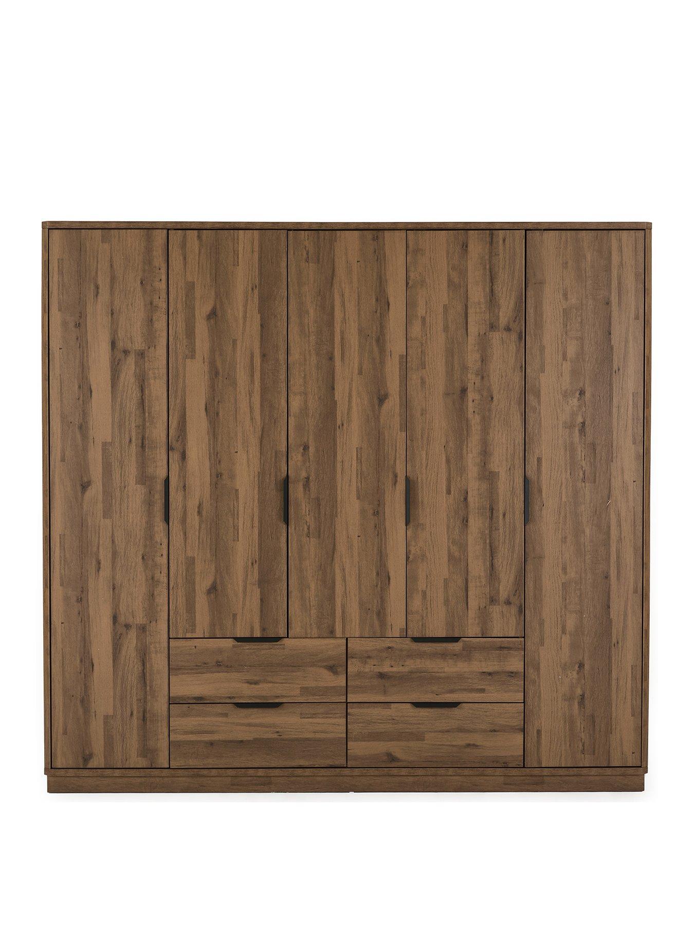 Very Home Harlem 5 Door, 4 Drawer Wardrobe - Mid Oak Effect - FSC ...